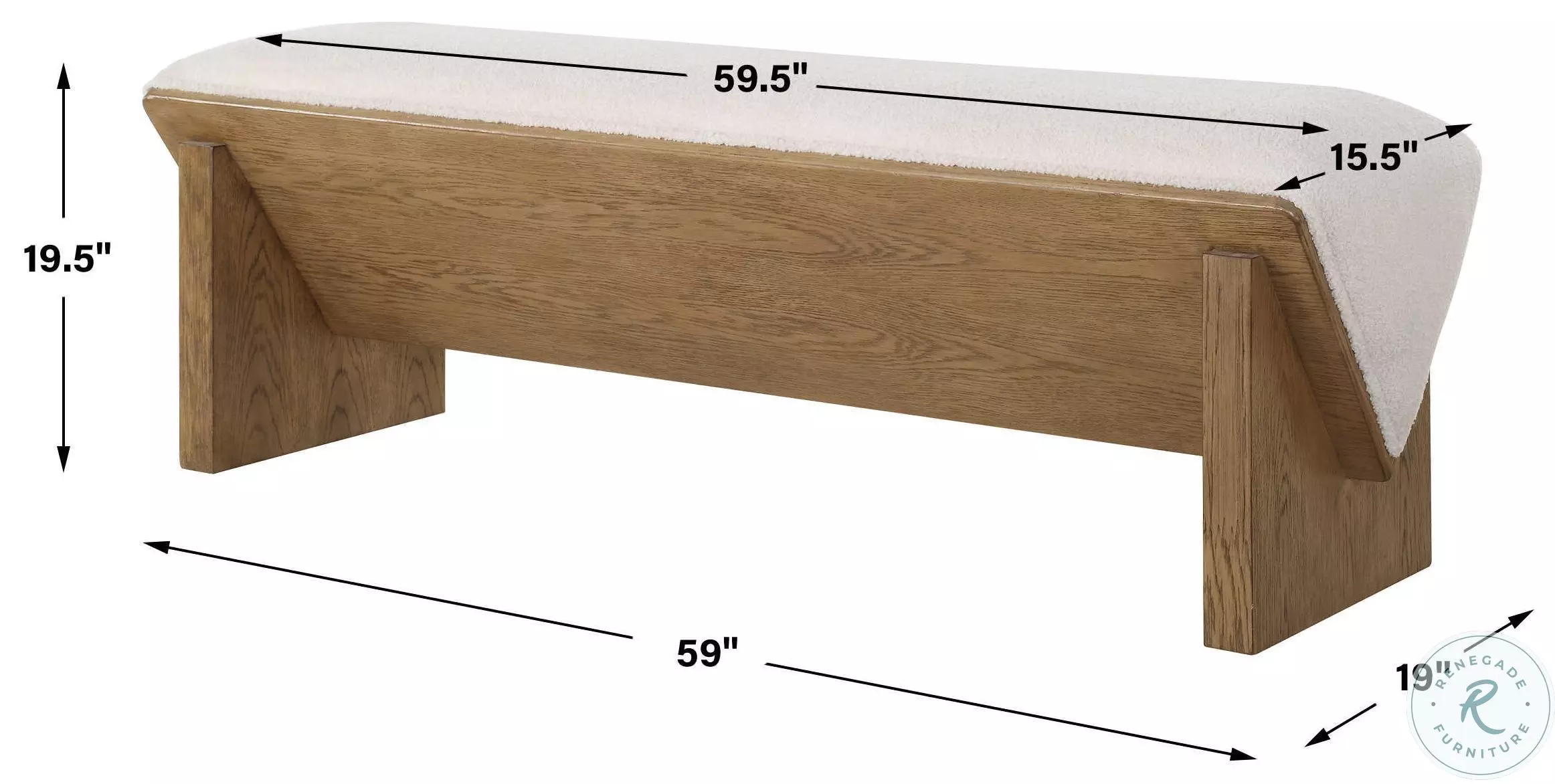 Avanti Soft Ivory Bench From Soul & Essentials | Coleman Furniture