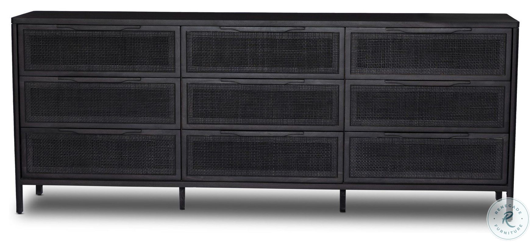 Sydney Black Cane 9 Drawer Dresser | Coleman Furniture