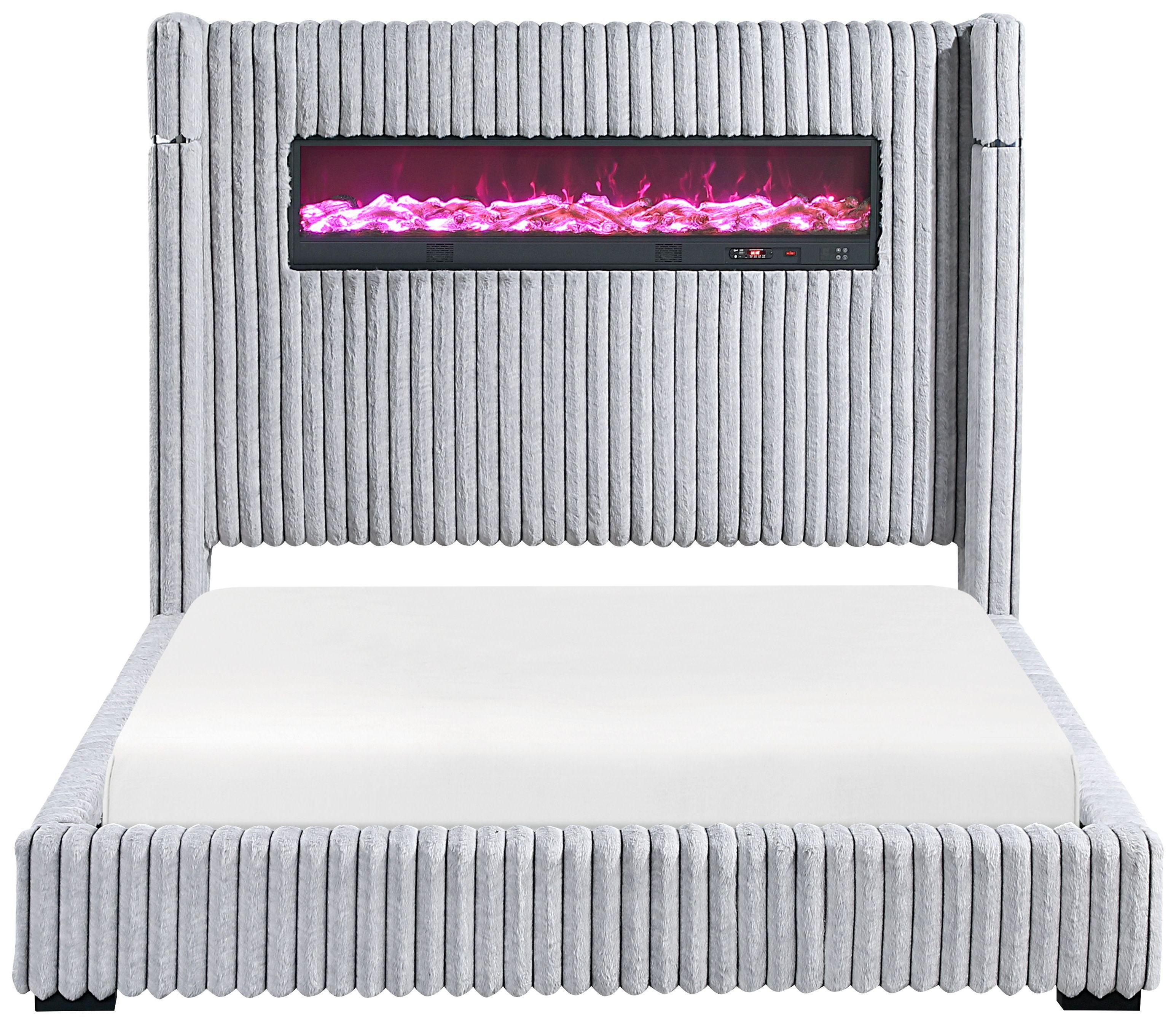Fitzroy Gray California King Upholstered Low Profile Bed with Electric ...