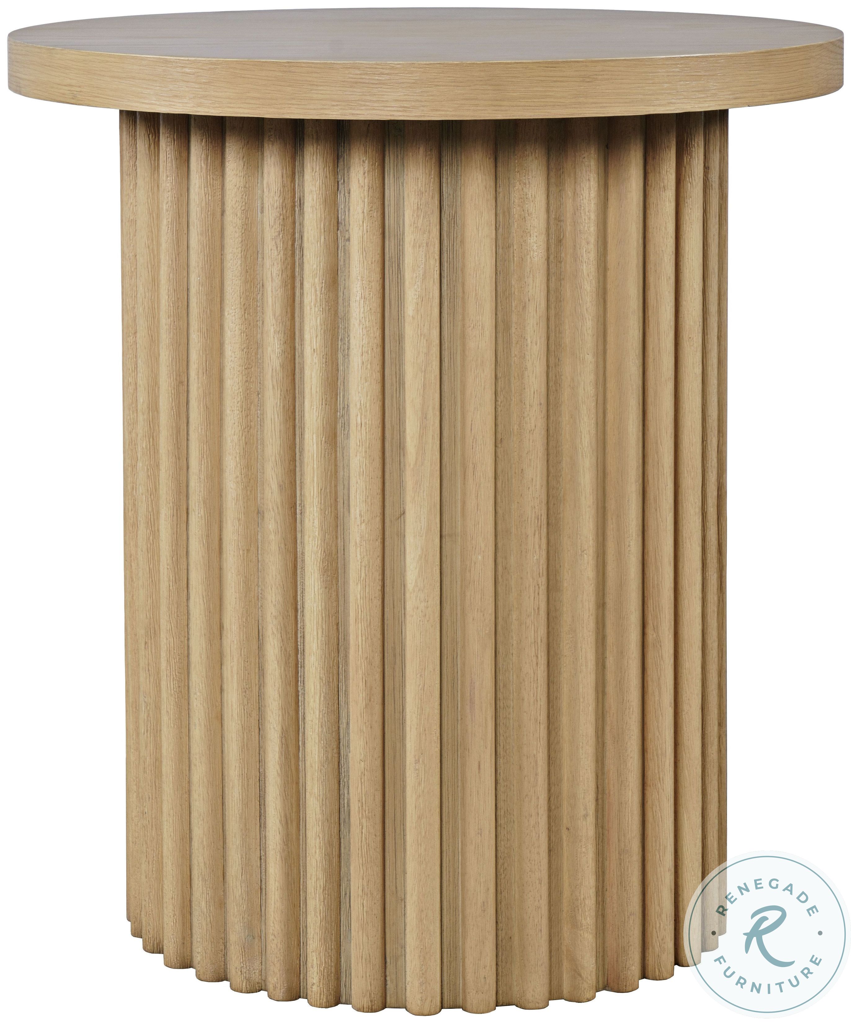 Auden Natural Fluted Pedestal Round End Table From Jofran | Coleman ...