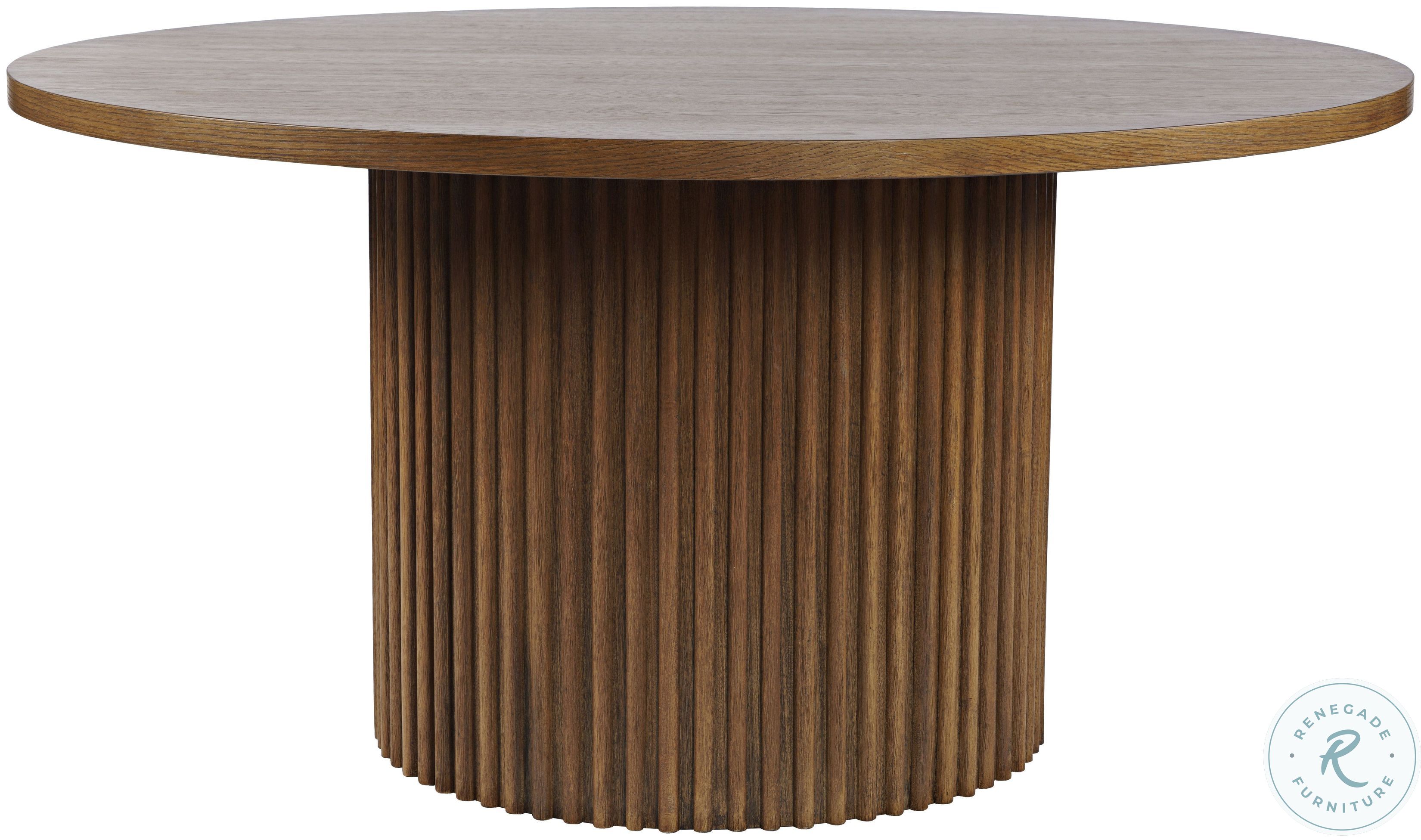 Auden Chestnut Fluted Pedestal 60" Round Dining Table From Home Gallery ...