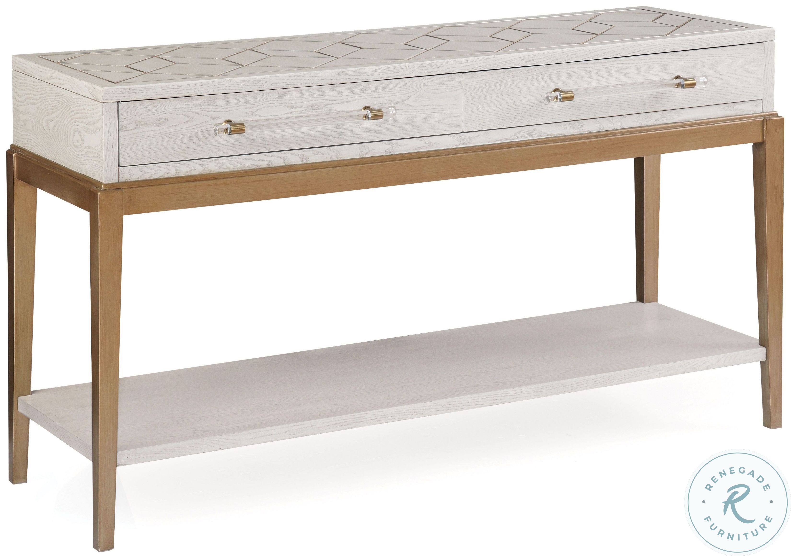 Perrine Soft White And Satin Brass Console Table From Bassett Mirror ...