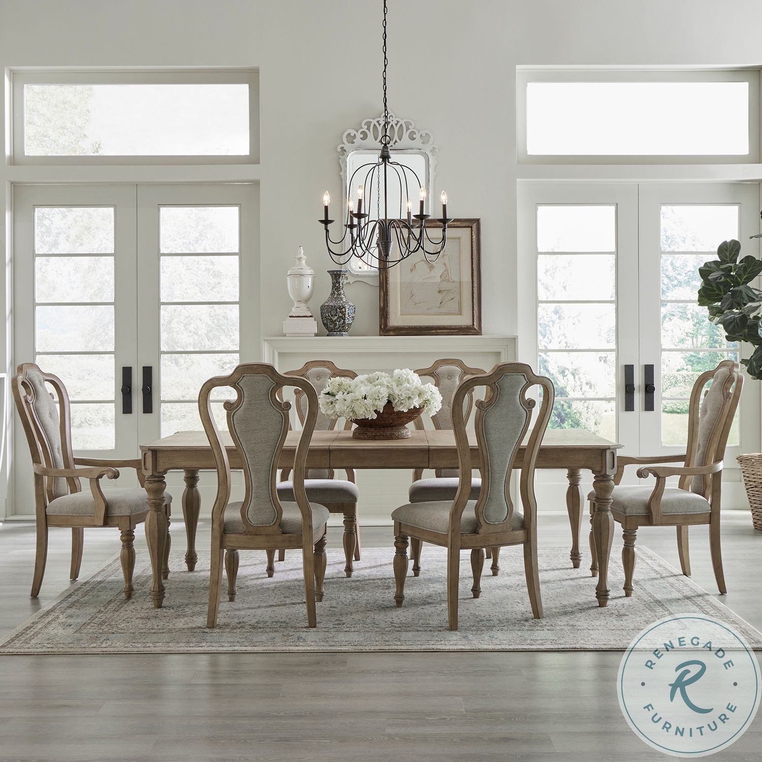 Magnolia Manor Weathered Bisque Rectangular Extendable Dining Table ...
