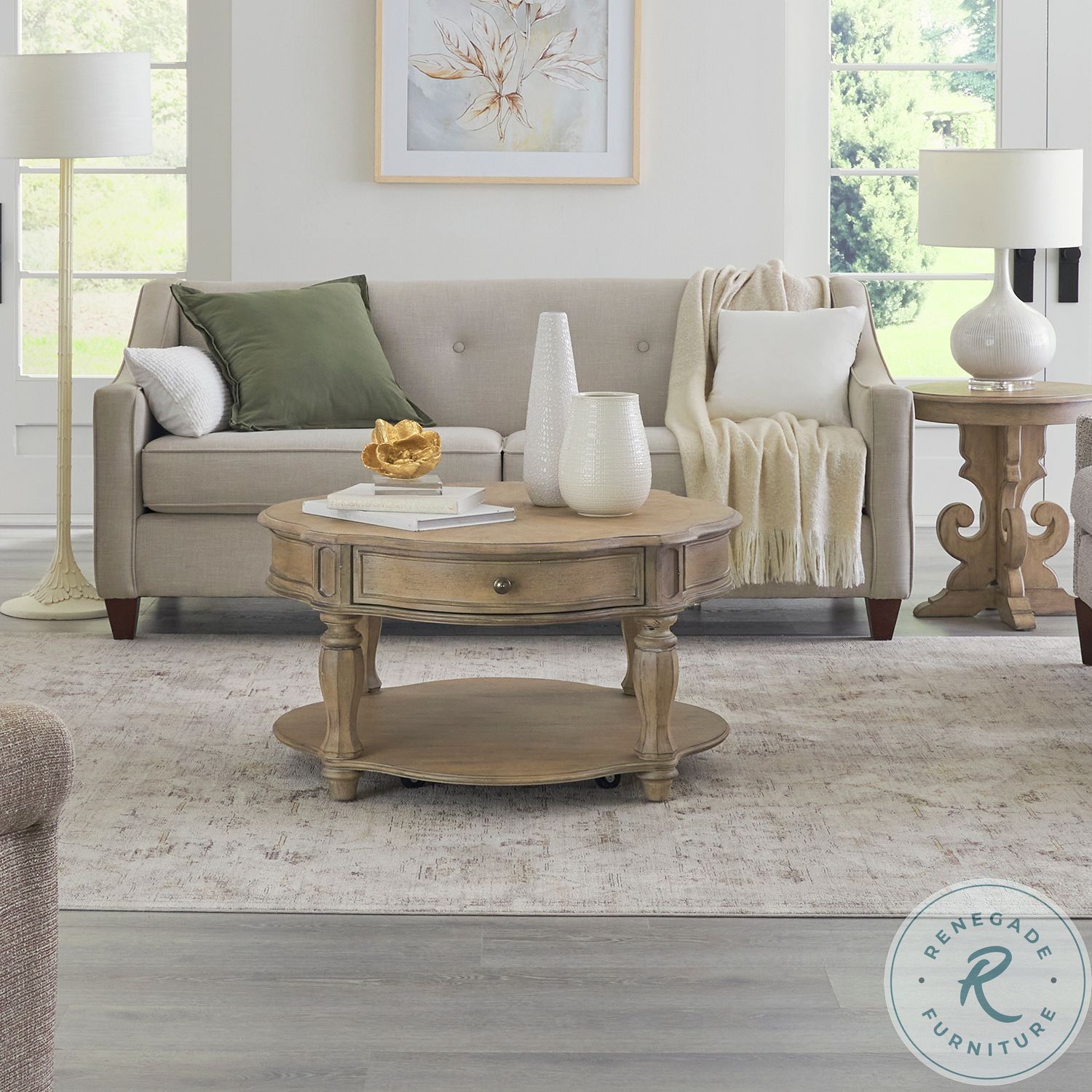 Magnolia Manor Weathered Bisque Round End Table From Liberty Furniture ...