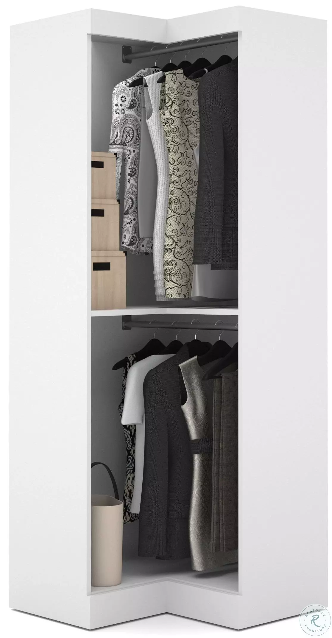 Pur White Open Corner Wardrobe from Bestar | Coleman Furniture
