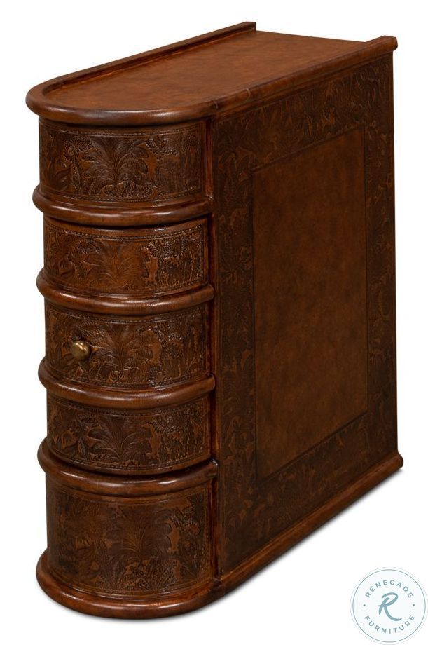 Barnes Brown Leather Book Side Table from Sarreid | Coleman Furniture