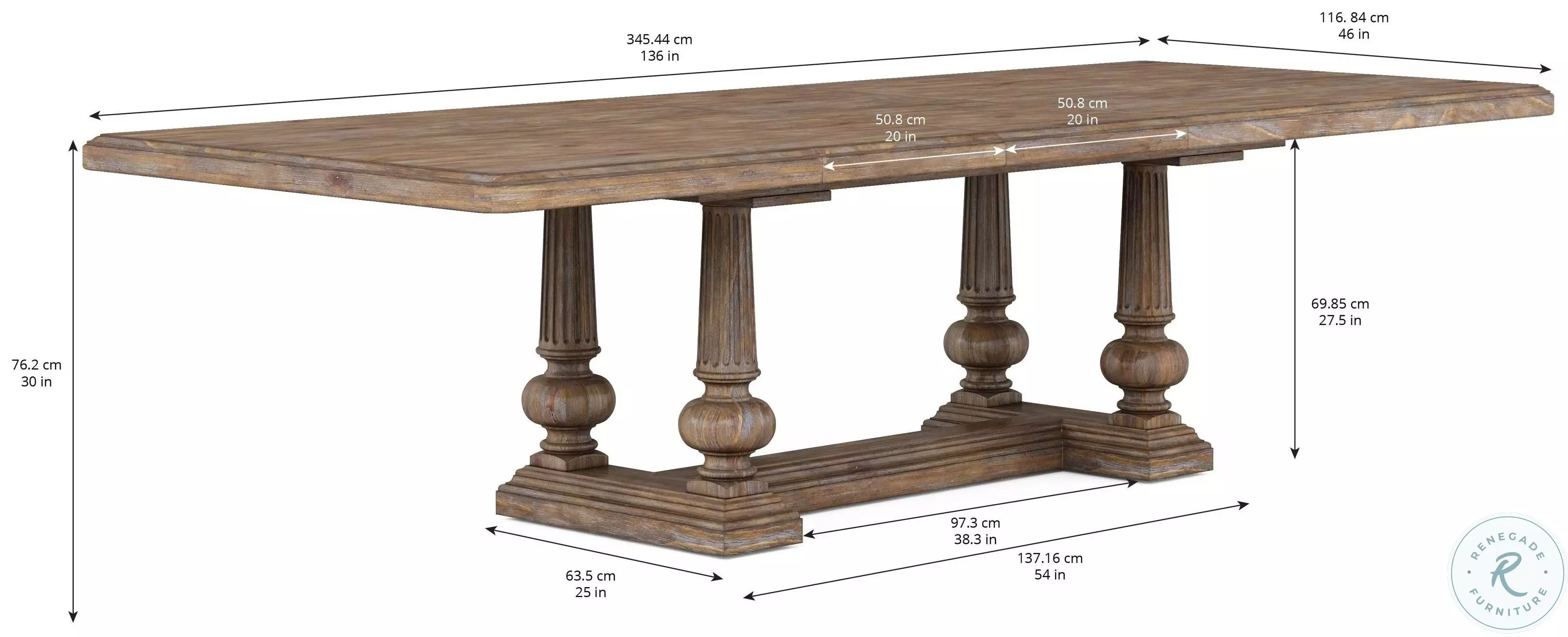 Cornice Almond Extendable Trestle Dining Table From Astoria House ...