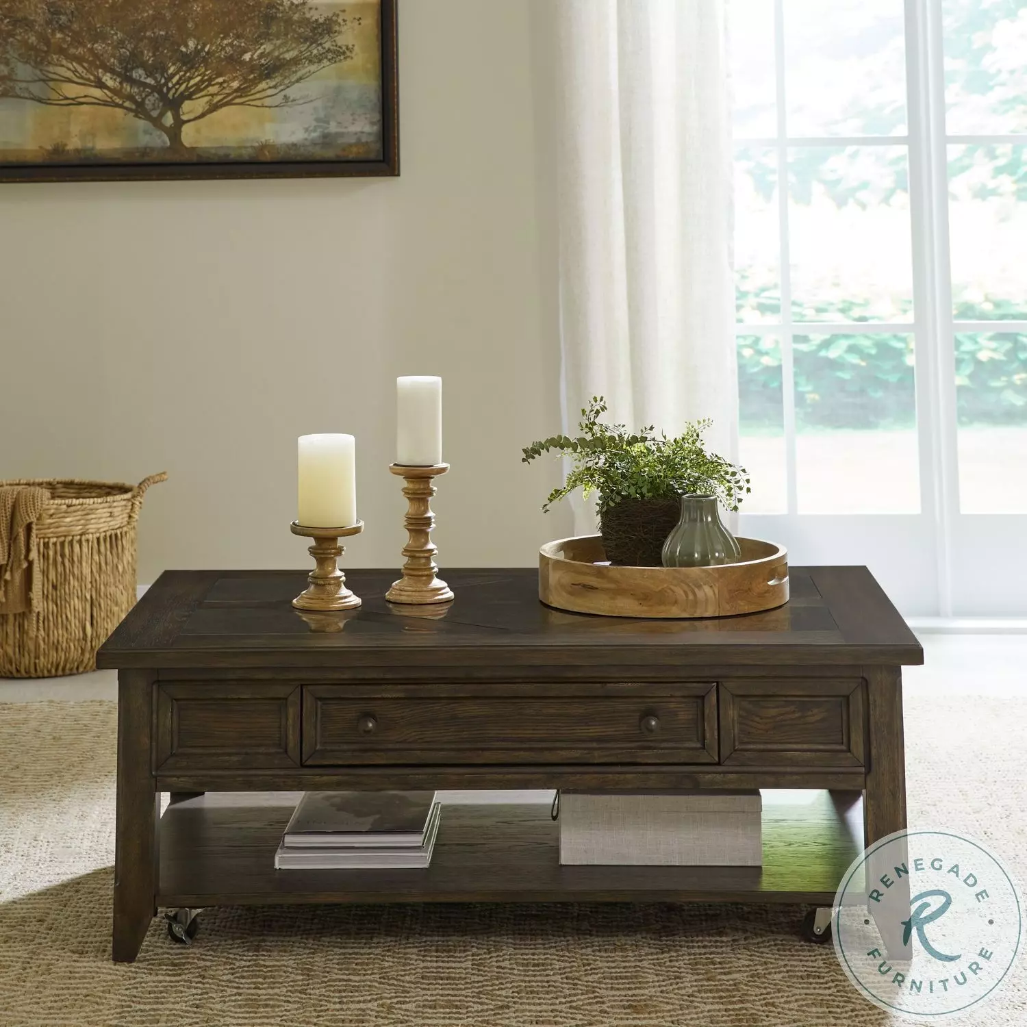 Eden Ridge Saddle Brown Rectangular Cocktail Table From Briarwood Living | Coleman Furniture