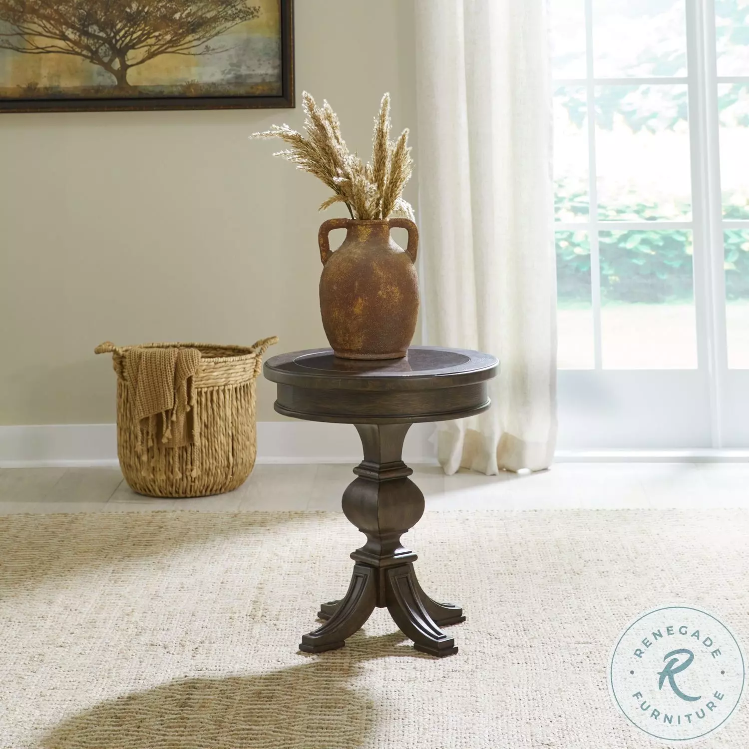 Paradise Valley Saddle Brown Round Chairside Table From Liberty ...