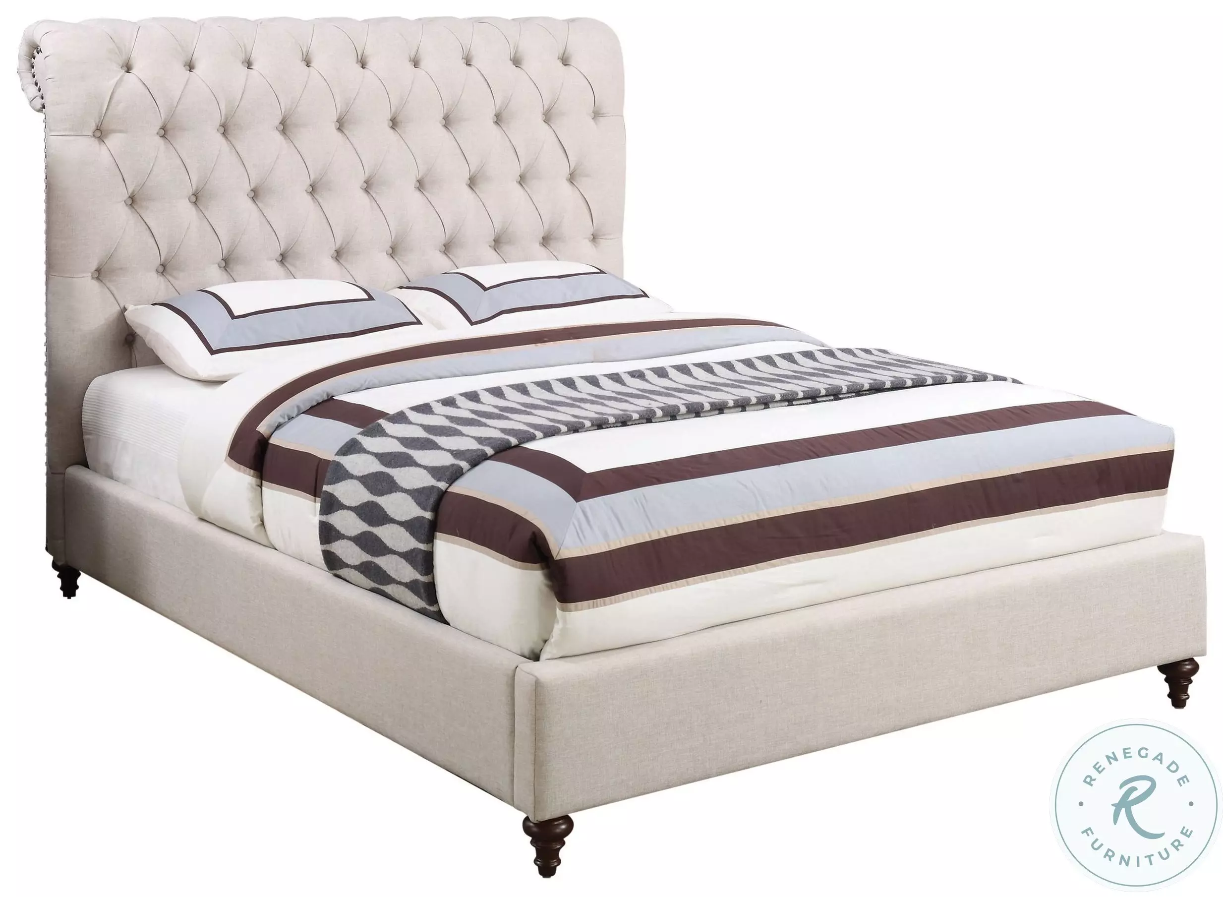 Devon Beige Upholstered King Panel Bed from Coaster | Coleman Furniture