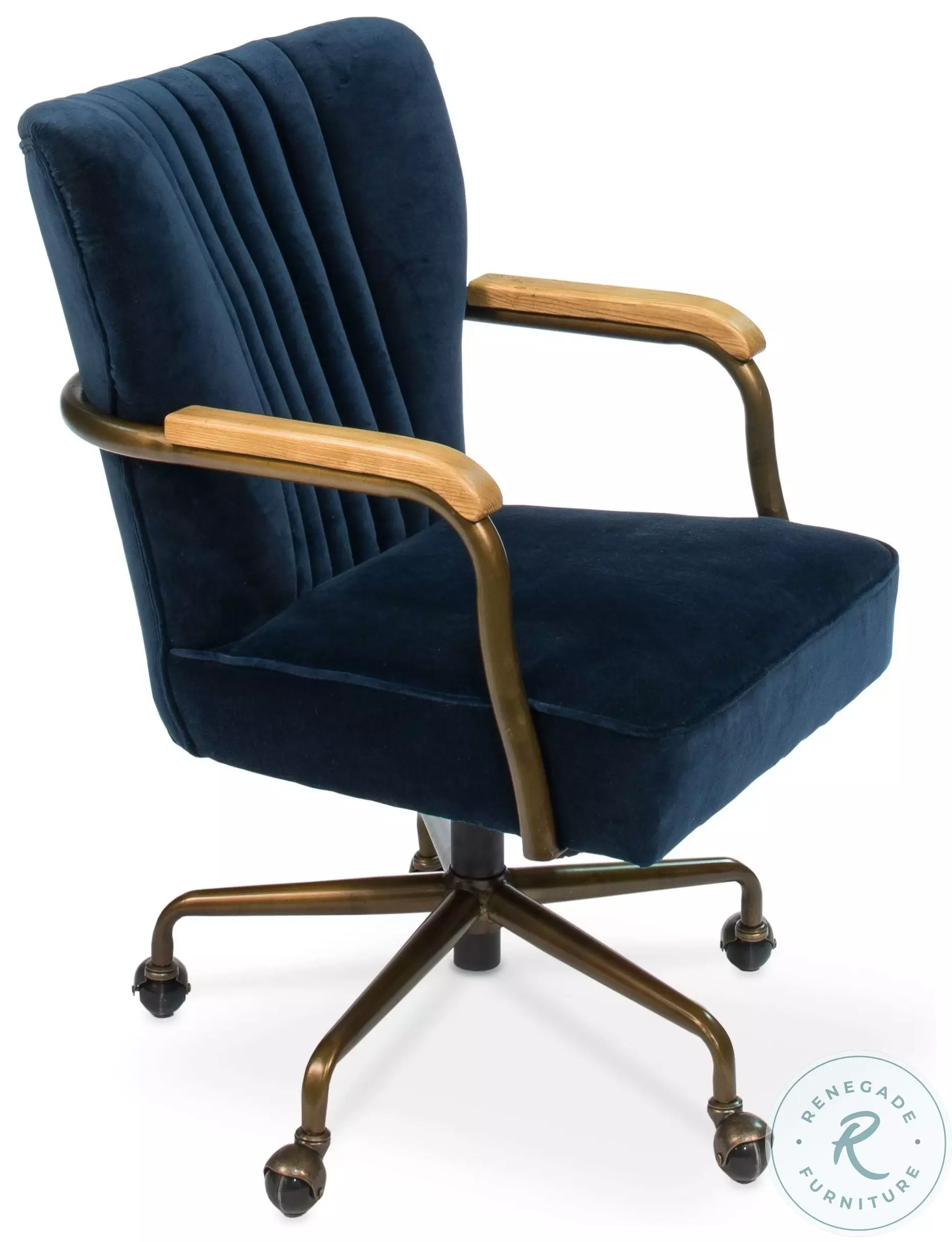 Brooks Blue Velvet Swivel Chair from Sarreid | Coleman Furniture