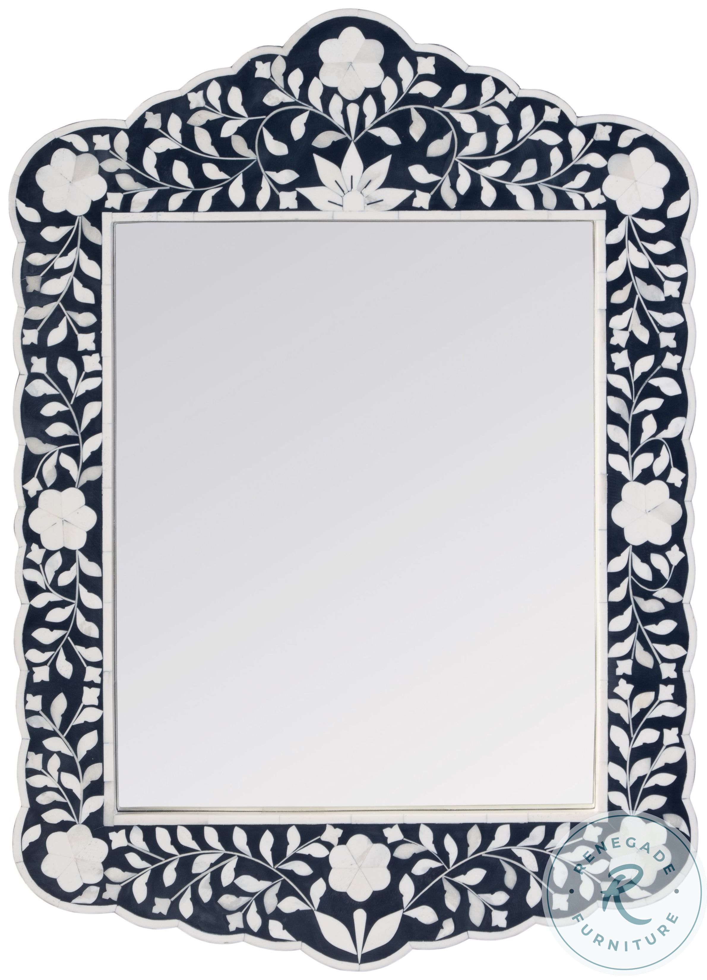 Vivienne Navy Blue Wall Mirror From Butler | Coleman Furniture