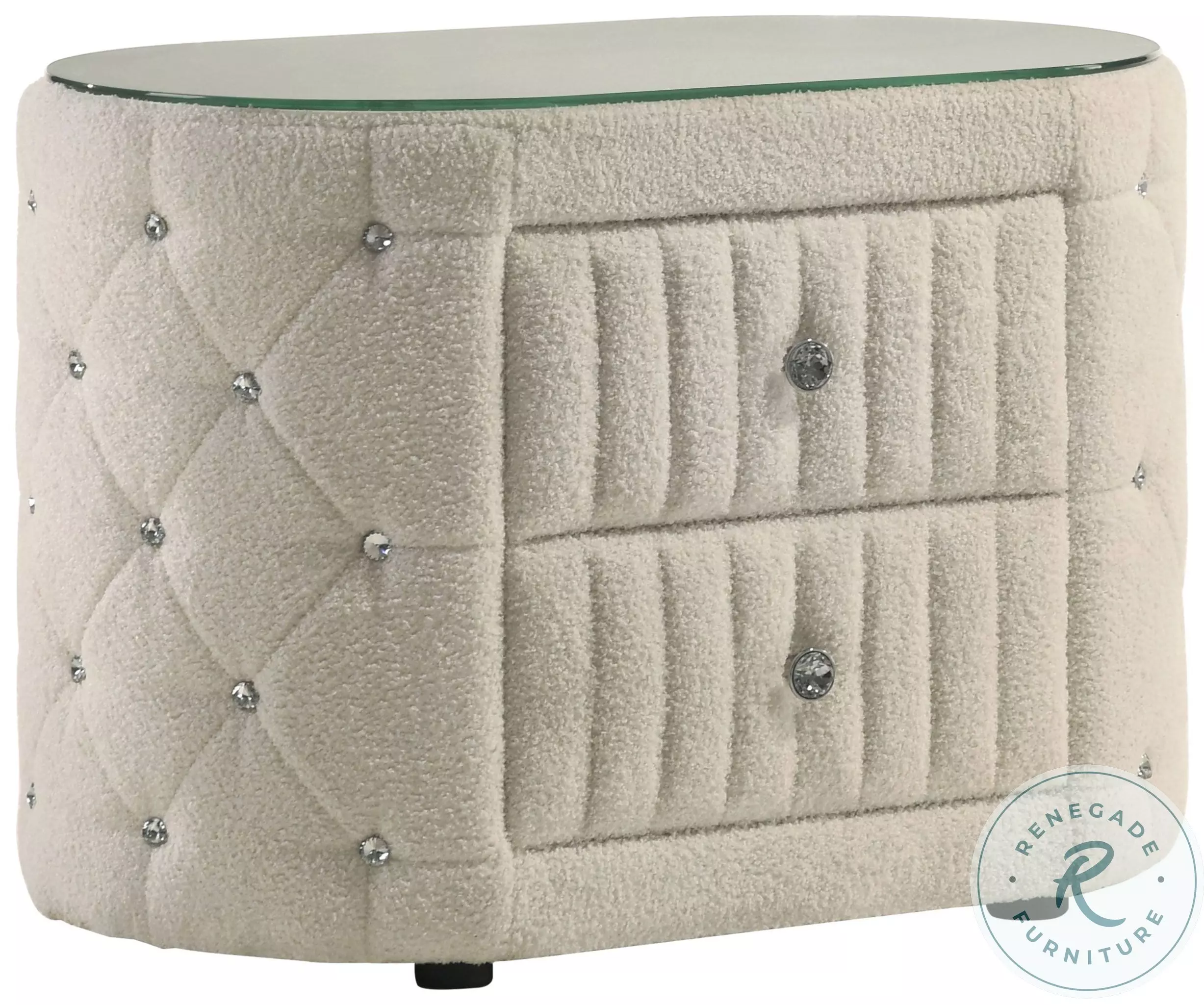 Sonya Ivory 2 Drawer Upholstered Nightstand Bedside Table From Coaster ...