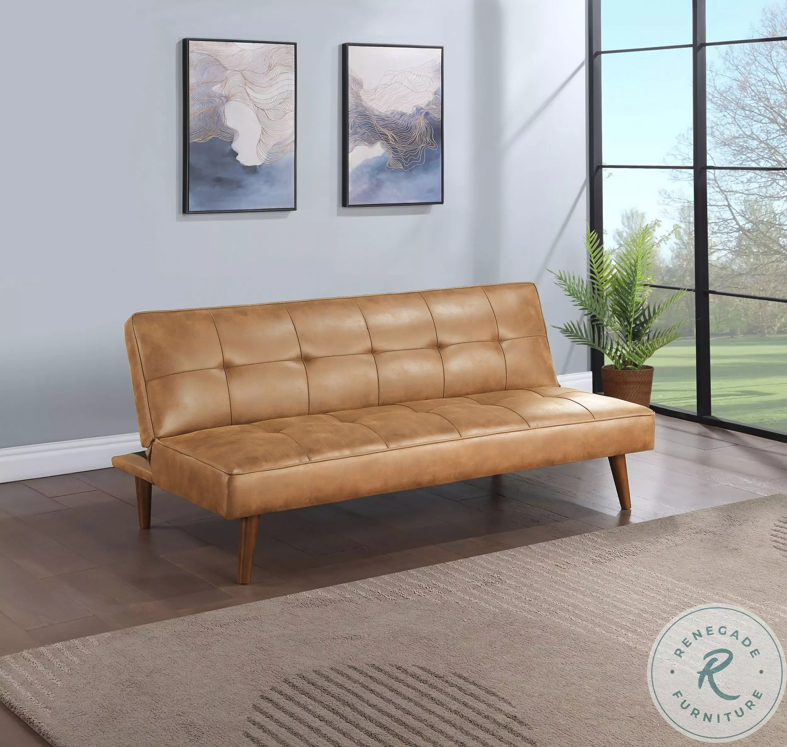 Jenson Saddle Brown Tufted Convertible Sofa Bed From Coaster Furniture ...