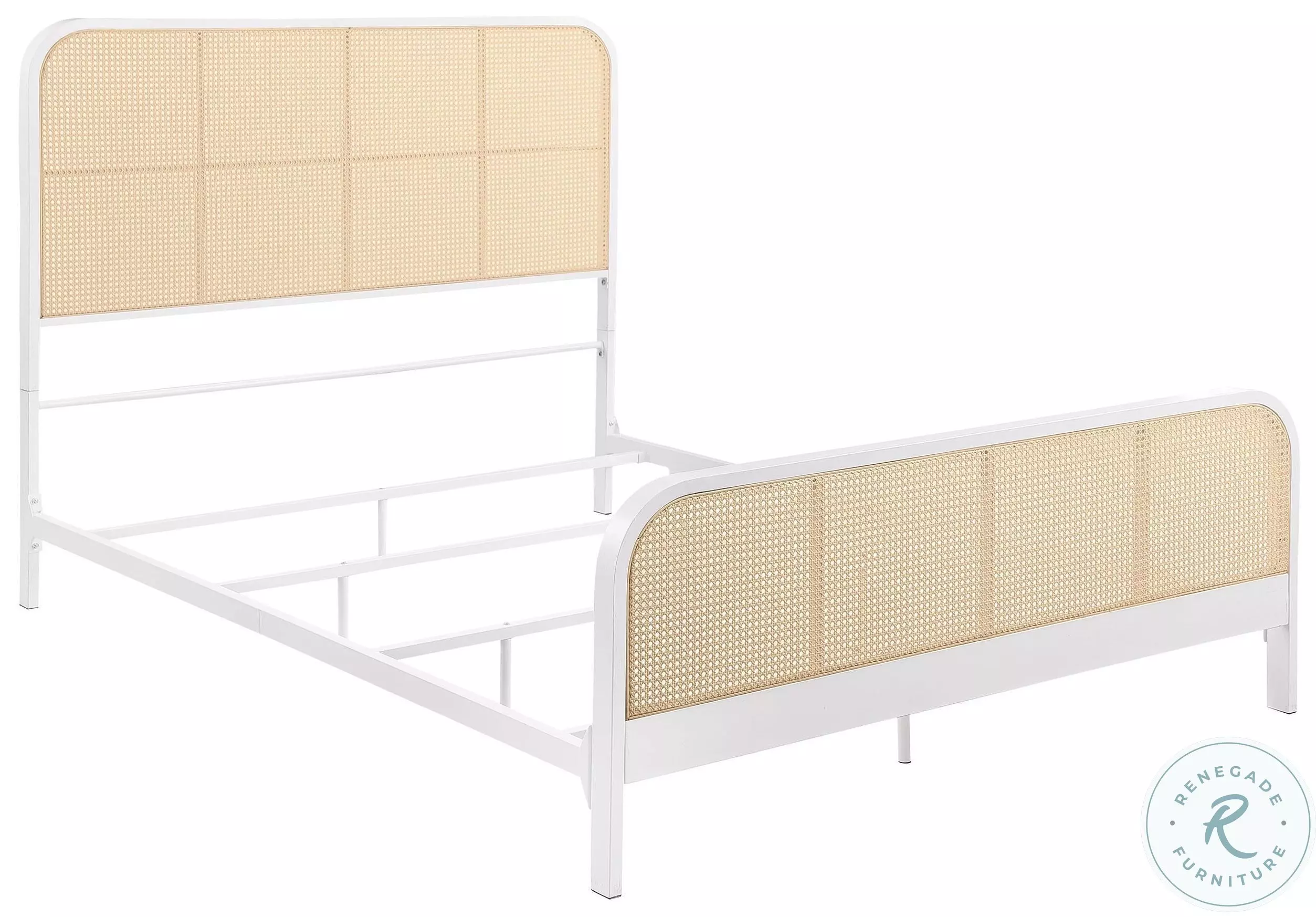 Lanewood White Open Cane Webbing Queen Metal Bed From Home Gallery ...