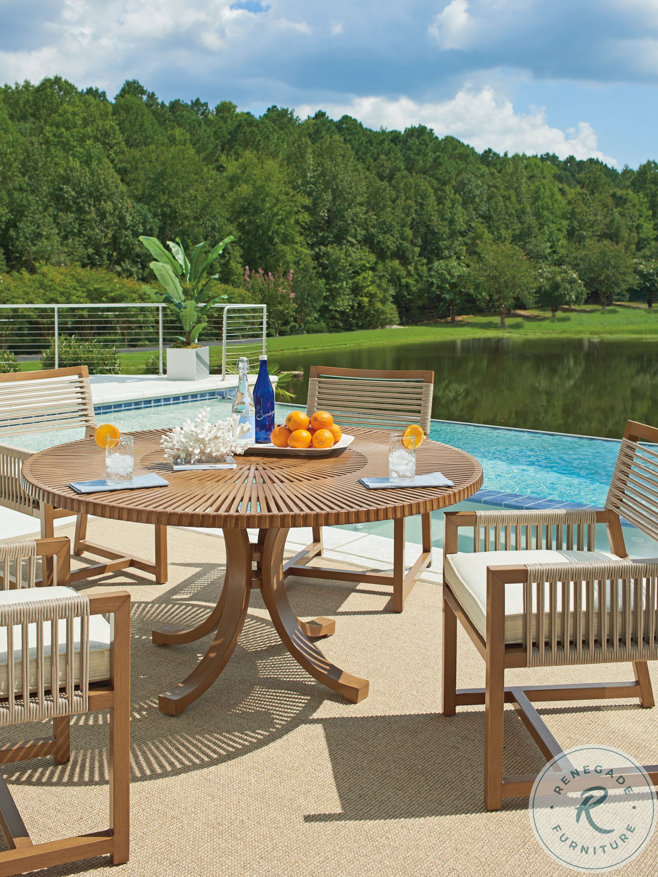 St Tropez Natural Teak Outdoor Round Dining Table from Tommy Bahama ...