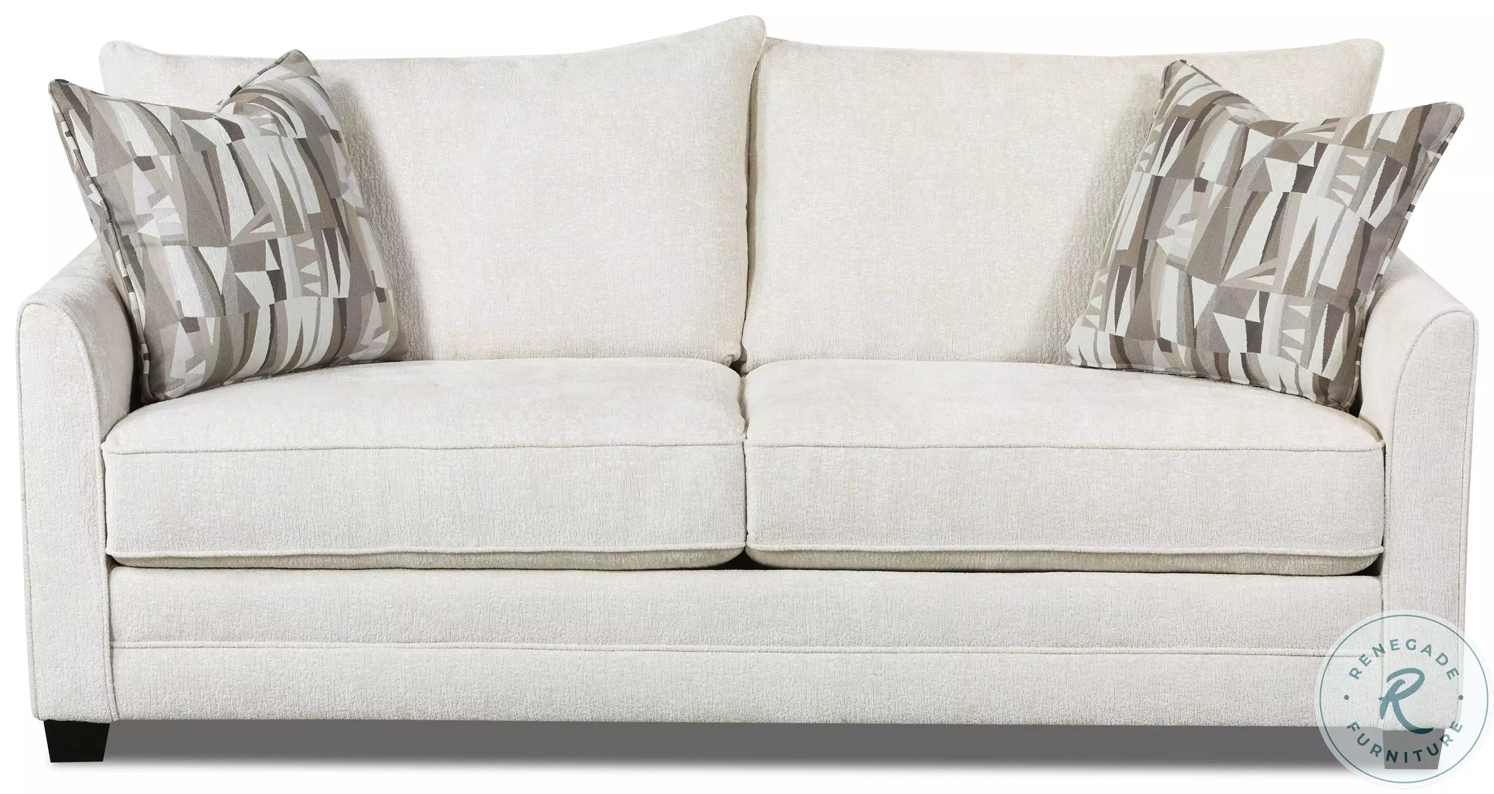 Juniper Hutton Ivory Full Size Sleeper Sofa with Beige Throw Pillows ...