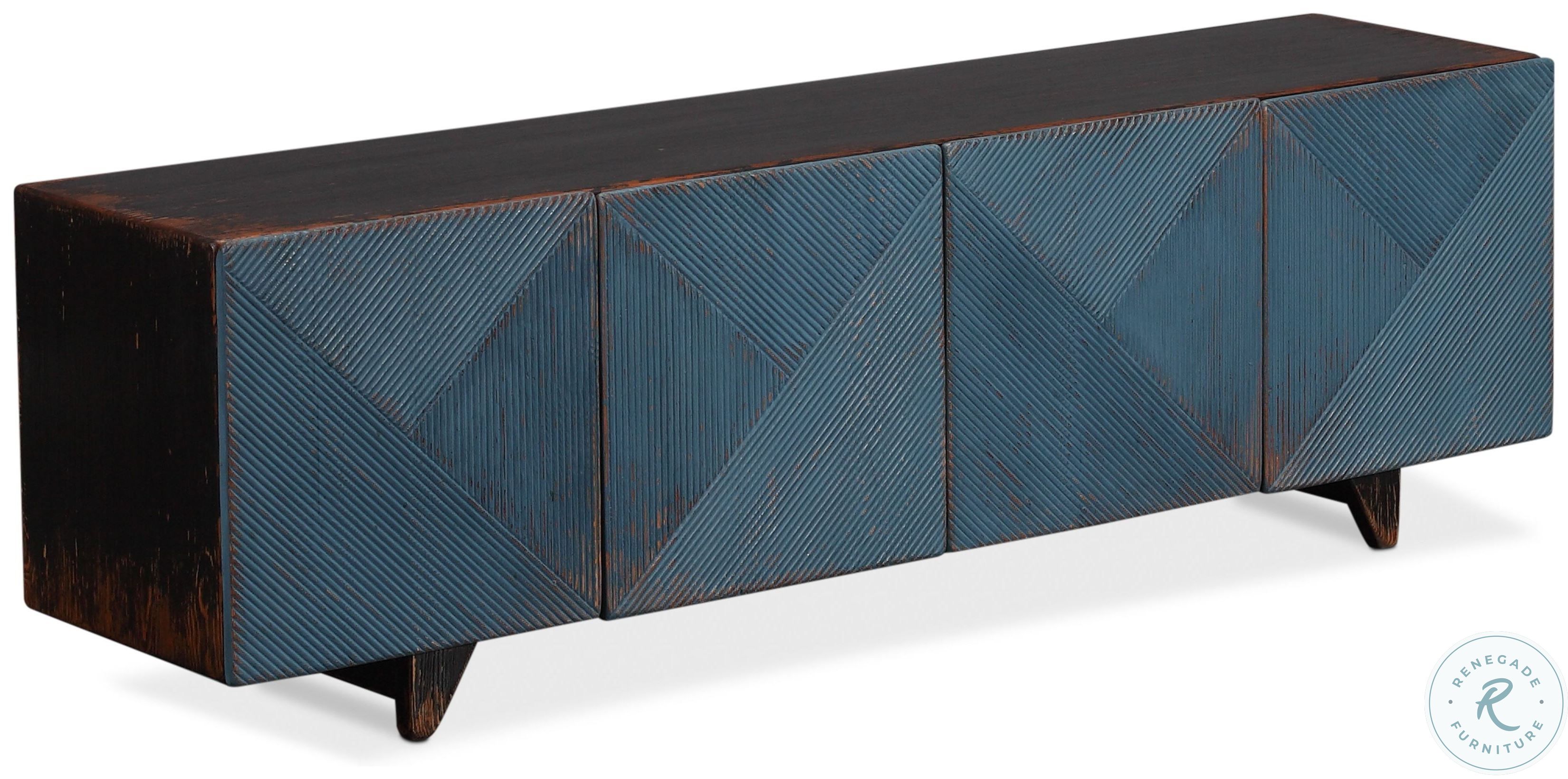 Low Blue Modern Wall Tv Console from Sarreid | Coleman Furniture