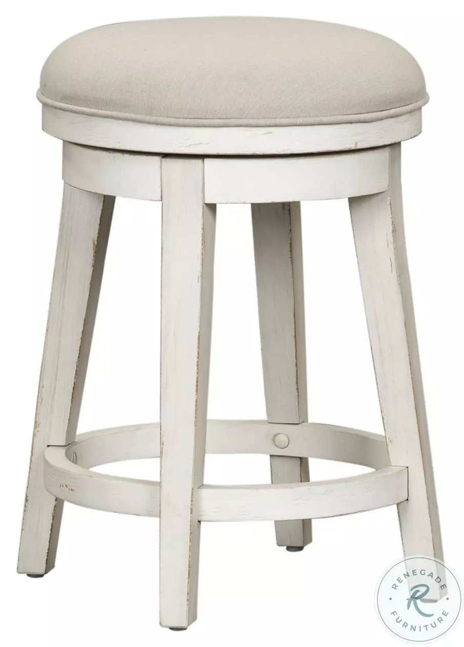 Modern Rustic Haven Heavy Distressing Flea Market White Console Swivel ...