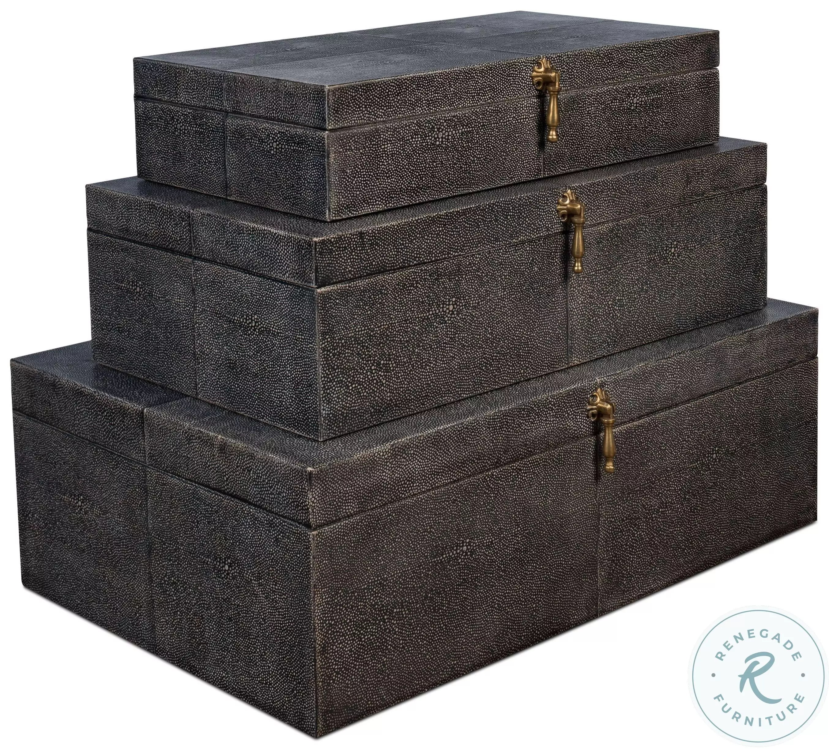 Cosmos Black Nesting Boxes Set Of 3 from Sarreid | Coleman Furniture