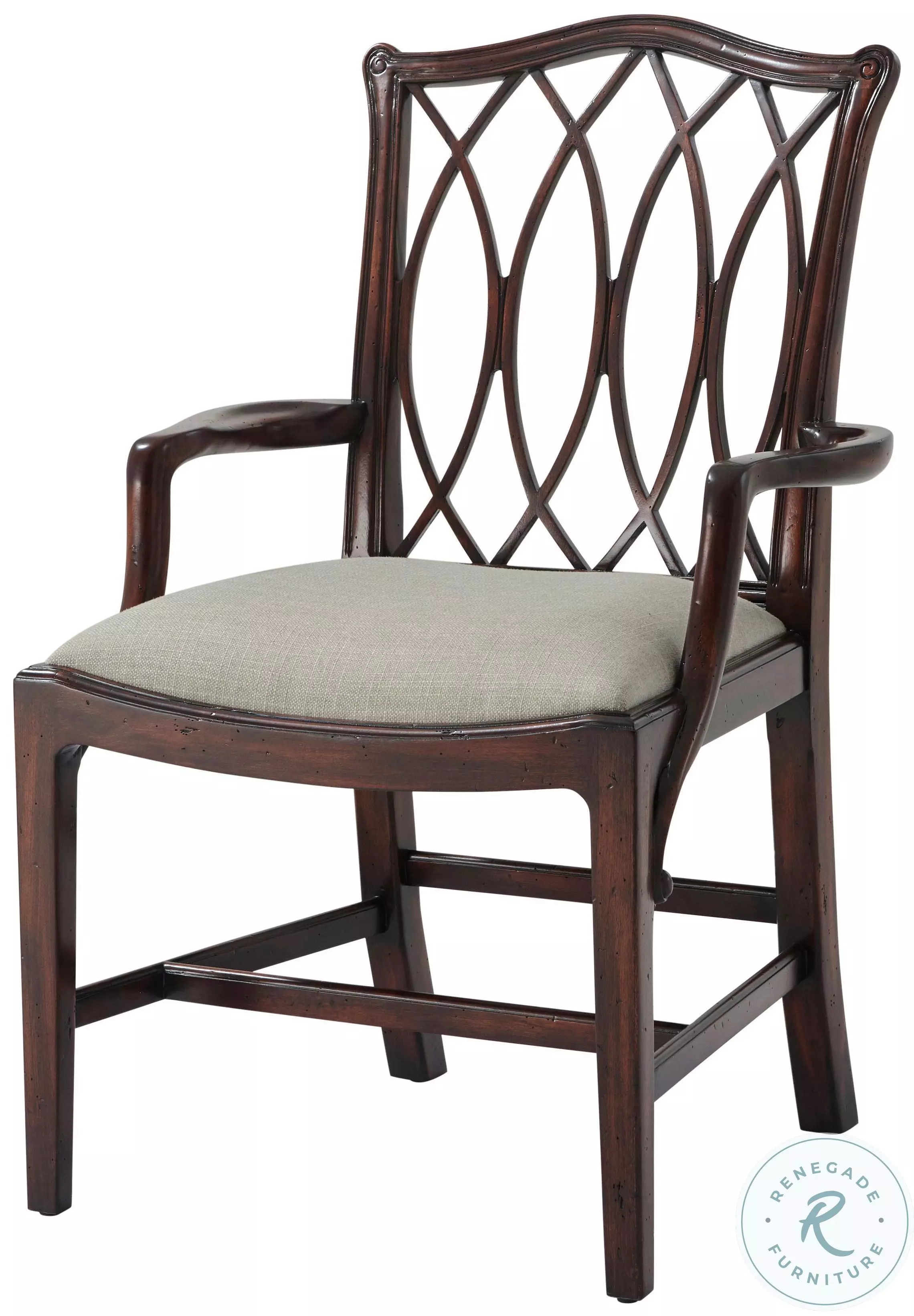 The Trellis Antique Ramsey Mahogany Cross Back Dining Arm Chair From ...