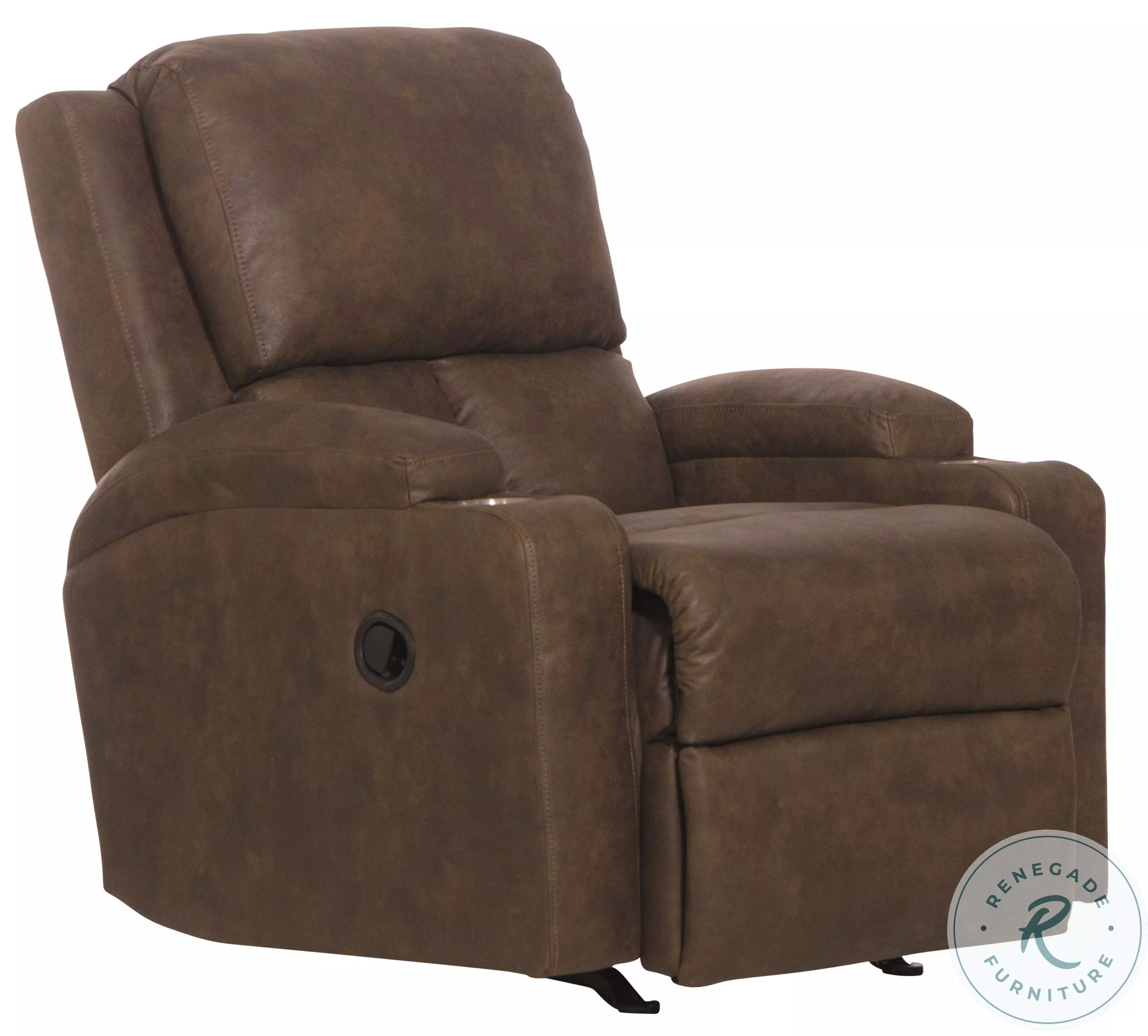 Kyle Walnut Rocker Recliner with Dual Cupholders From Catnapper ...