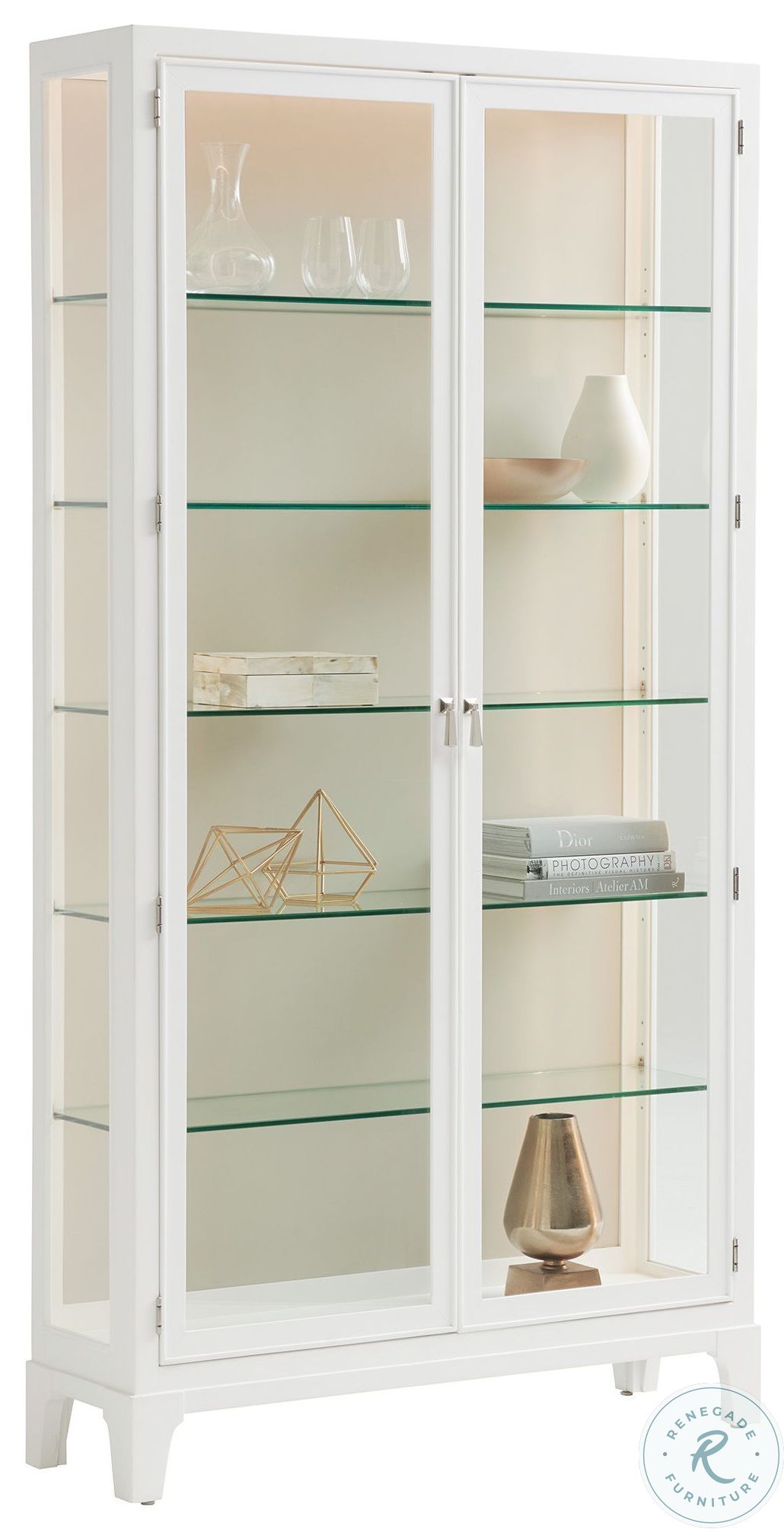 Avondale White Lakeshore Curio with Taupe Back Panel from Lexington ...