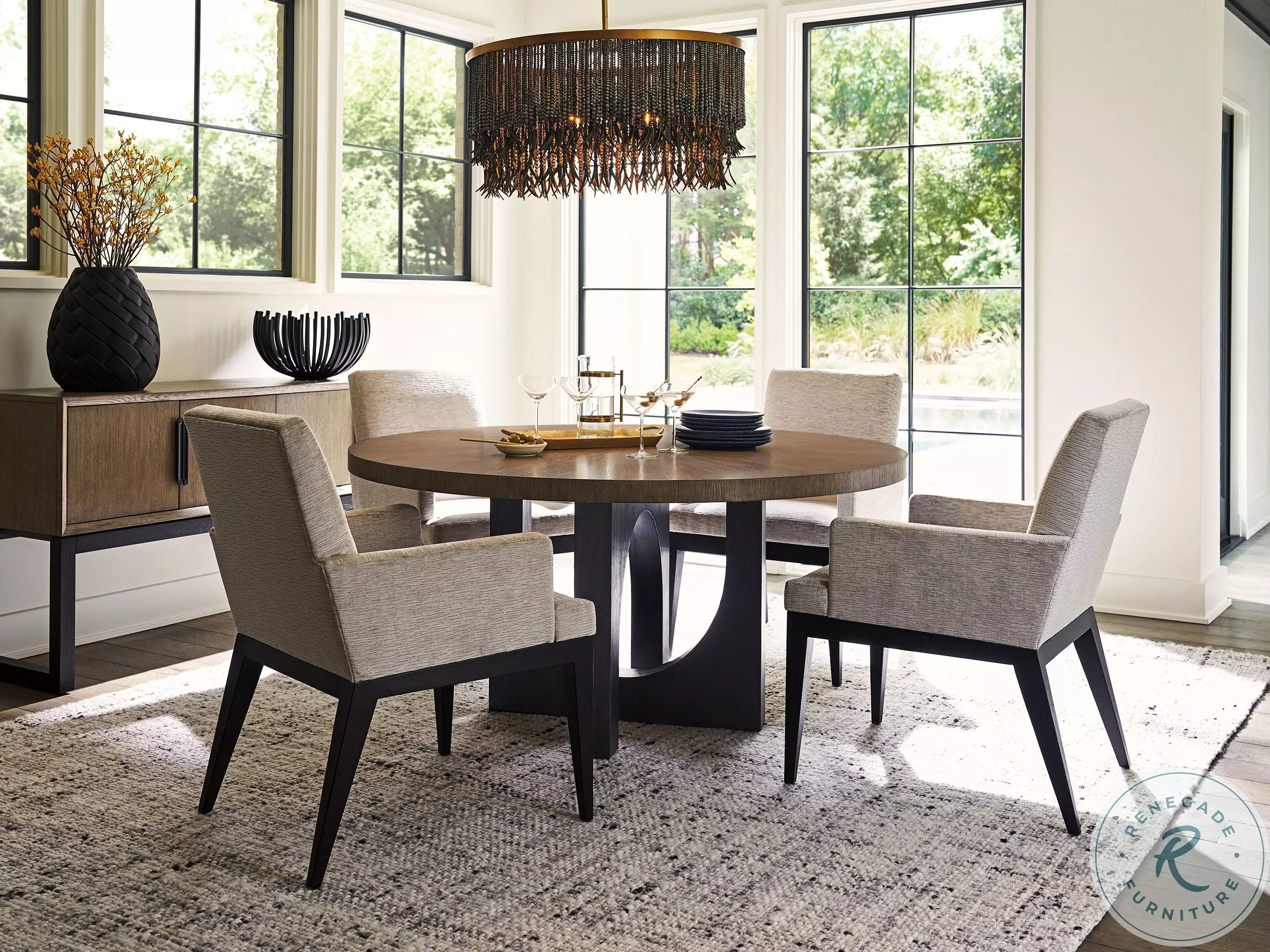 Zanzibar Senegal And Deep Espresso Regent Round Dining Room Set from ...