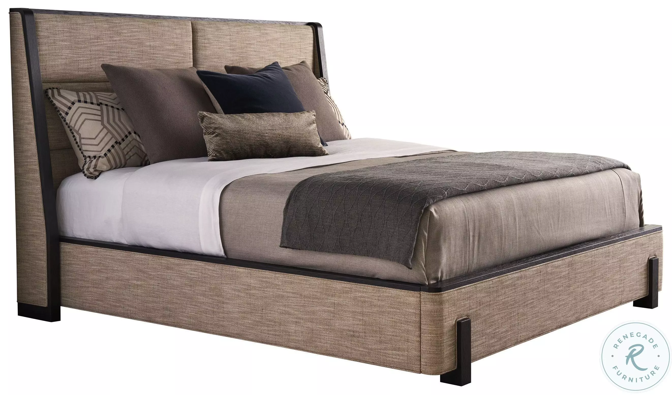 Zanzibar Ivory Taupe And Brown Barcelona Queen Upholstered Shelter Bed From Lexington | Coleman ...