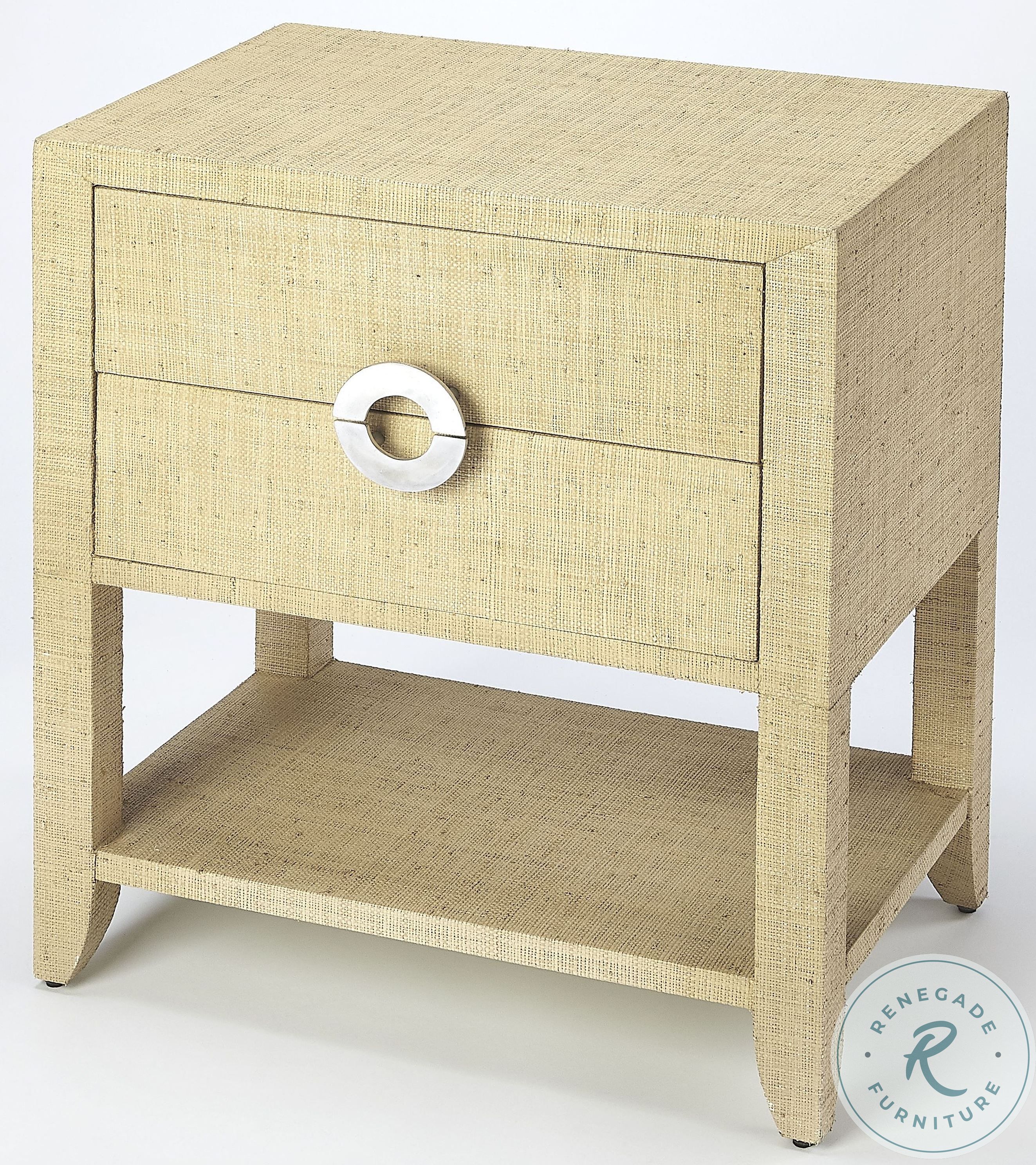 Amelle Cream Raffia End Table from Butler | Coleman Furniture