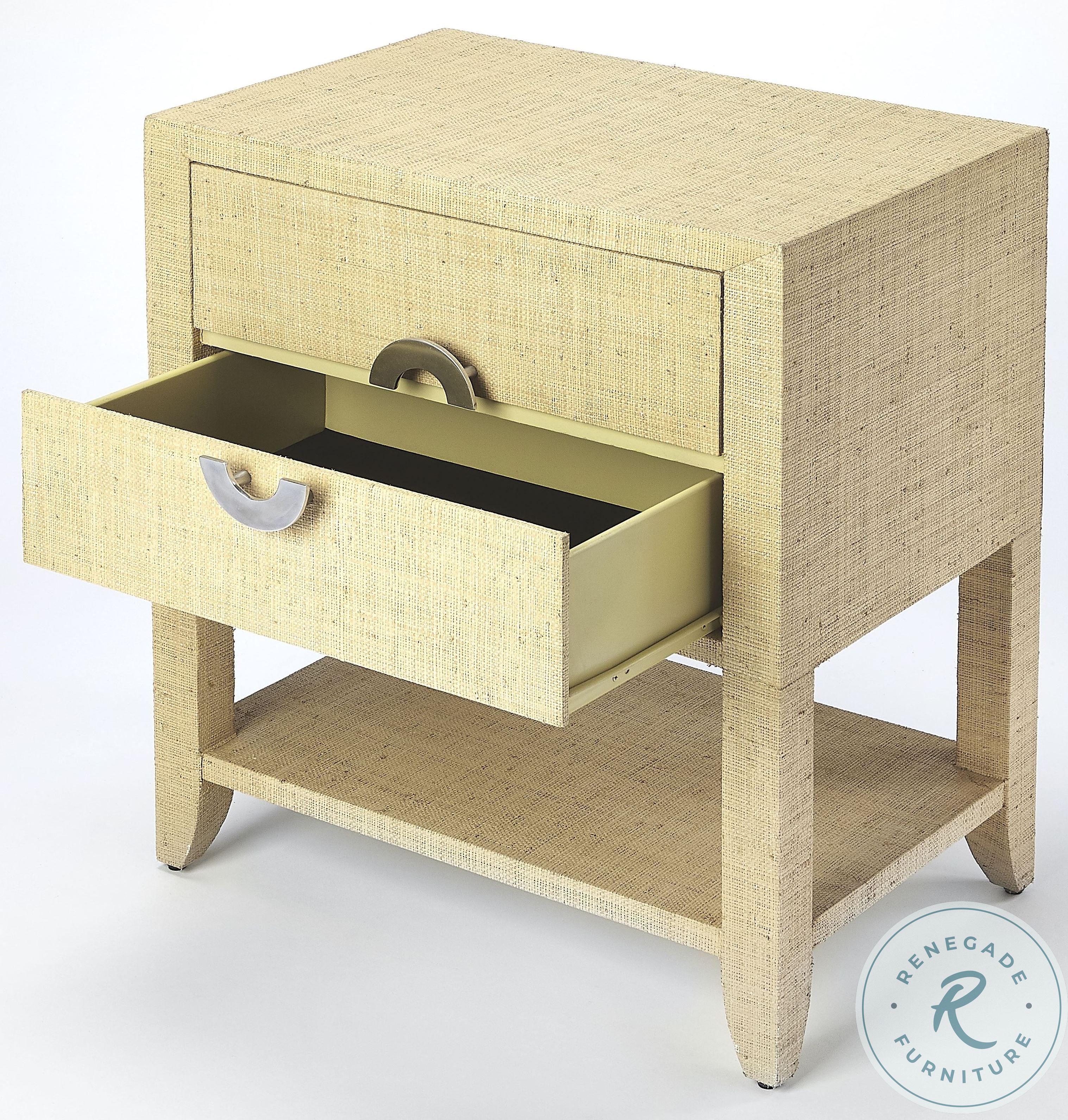 Amelle Cream Raffia End Table from Butler | Coleman Furniture