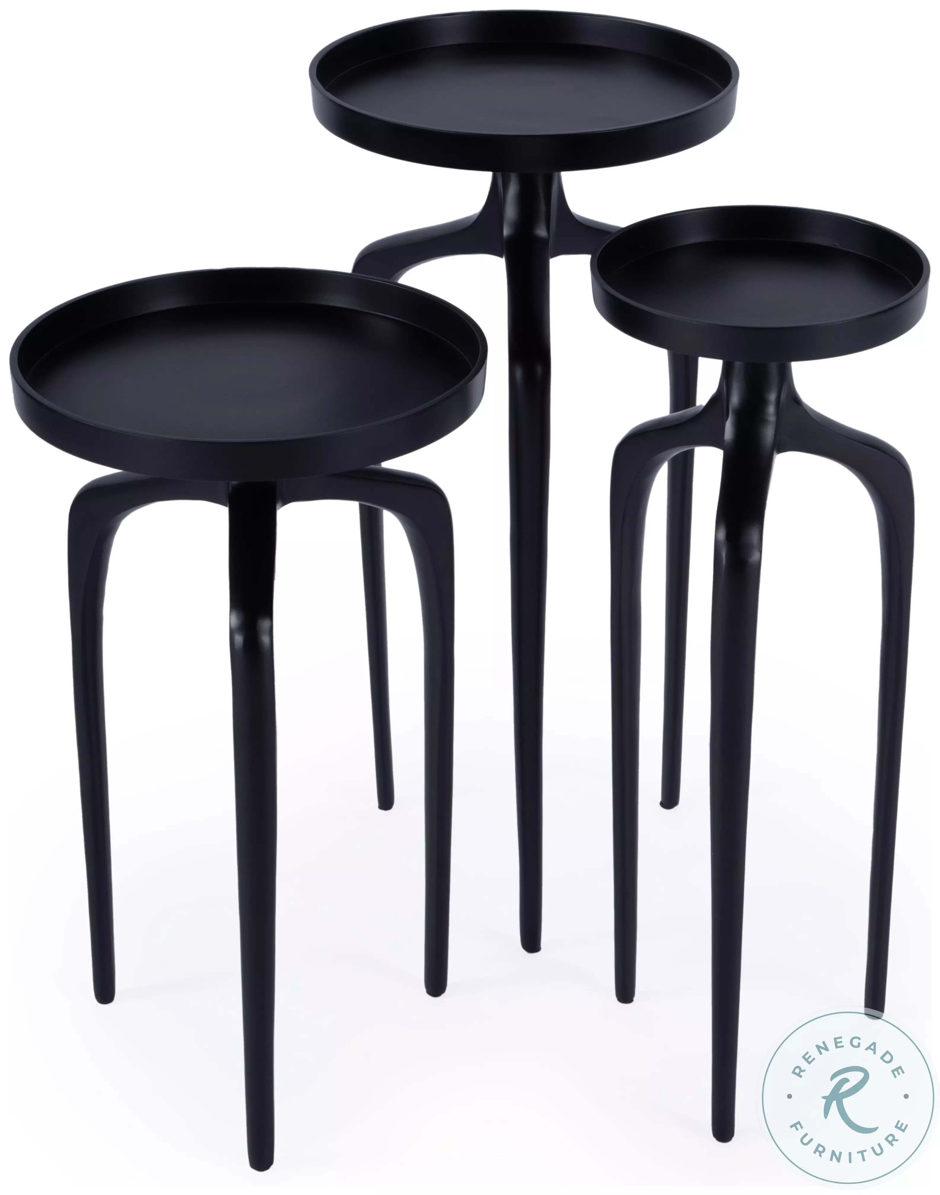 Emilie Black Outdoor Round Scatter Table Set Of 3 From Butler | Coleman ...
