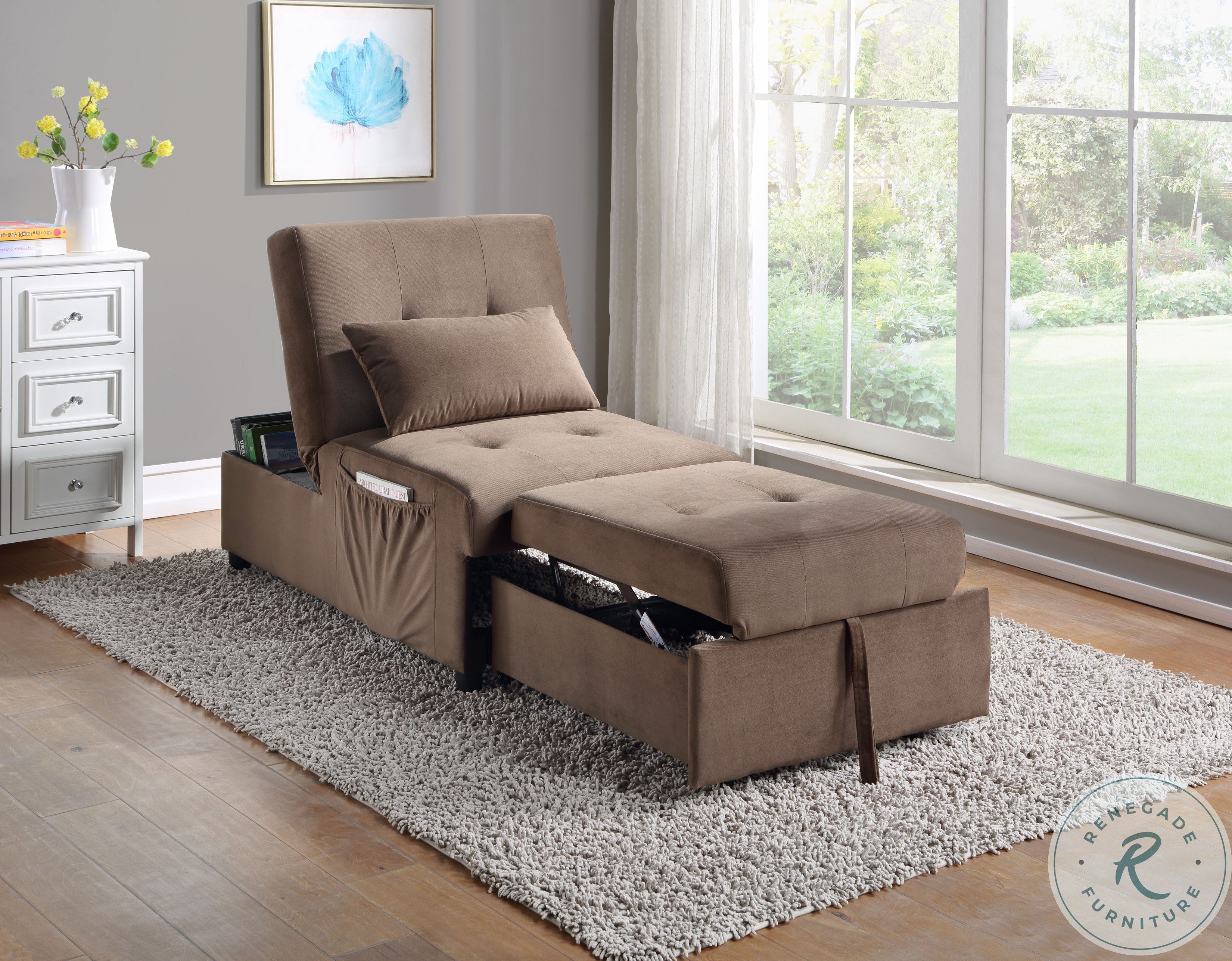 Garrell Brown Lift Top Storage Bench With Pull Out Bed From Homelegance ...