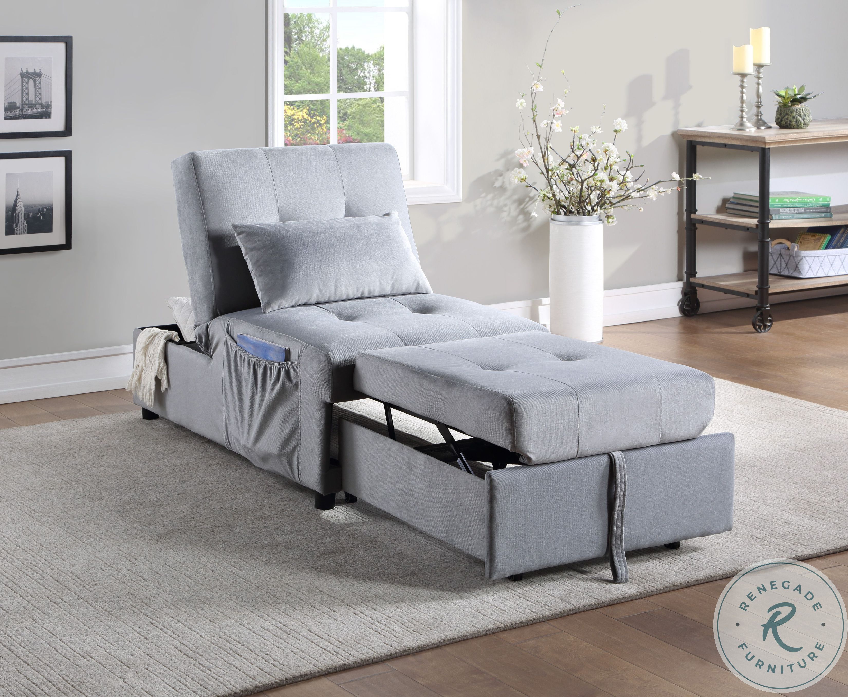 Garrell Gray Lift Top Storage Bench With Pull Out Bed From Homelegance ...