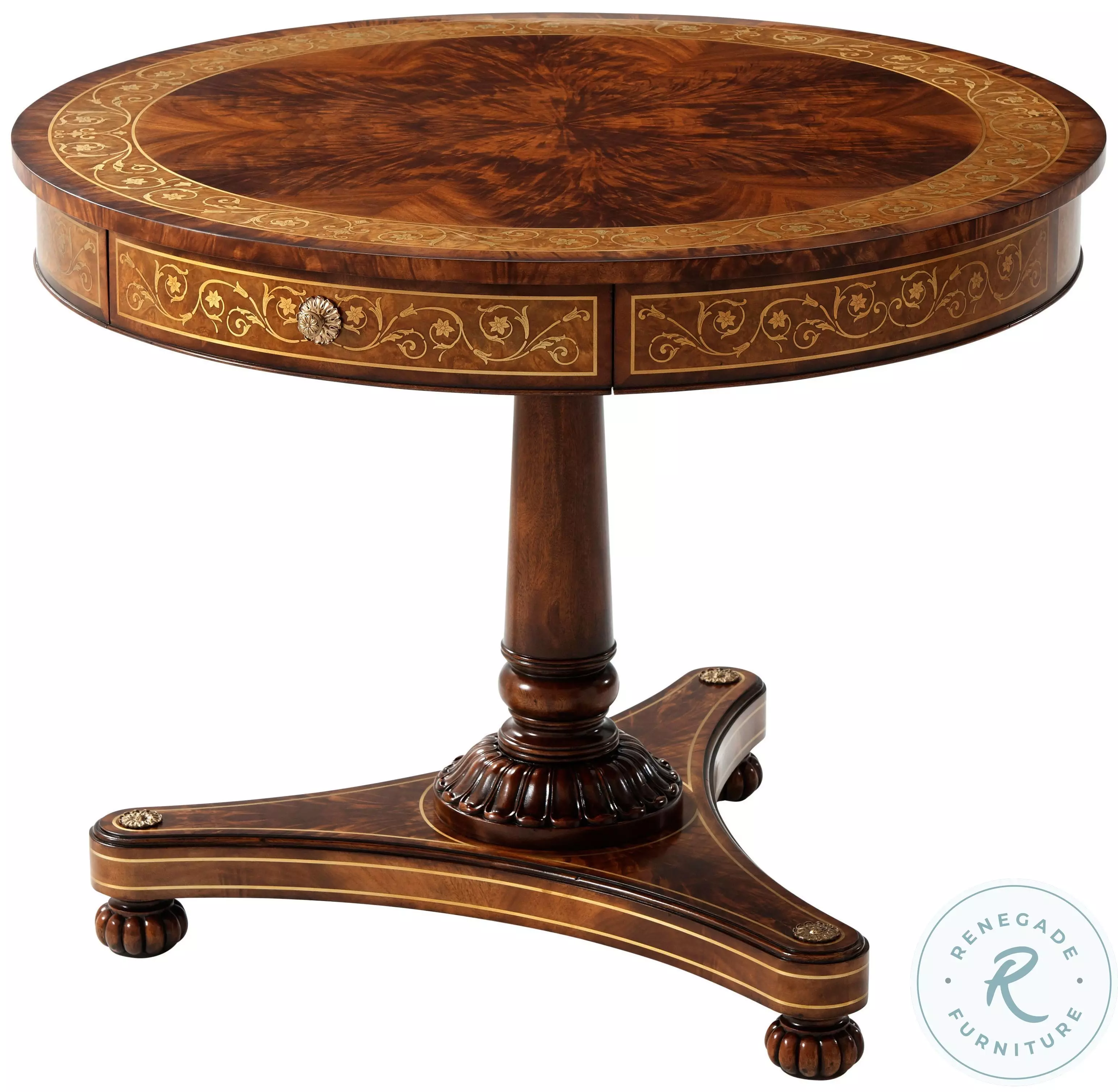 The Scrolling Ramsey Mahogany Vine 38" Round Center Table From Theodore ...