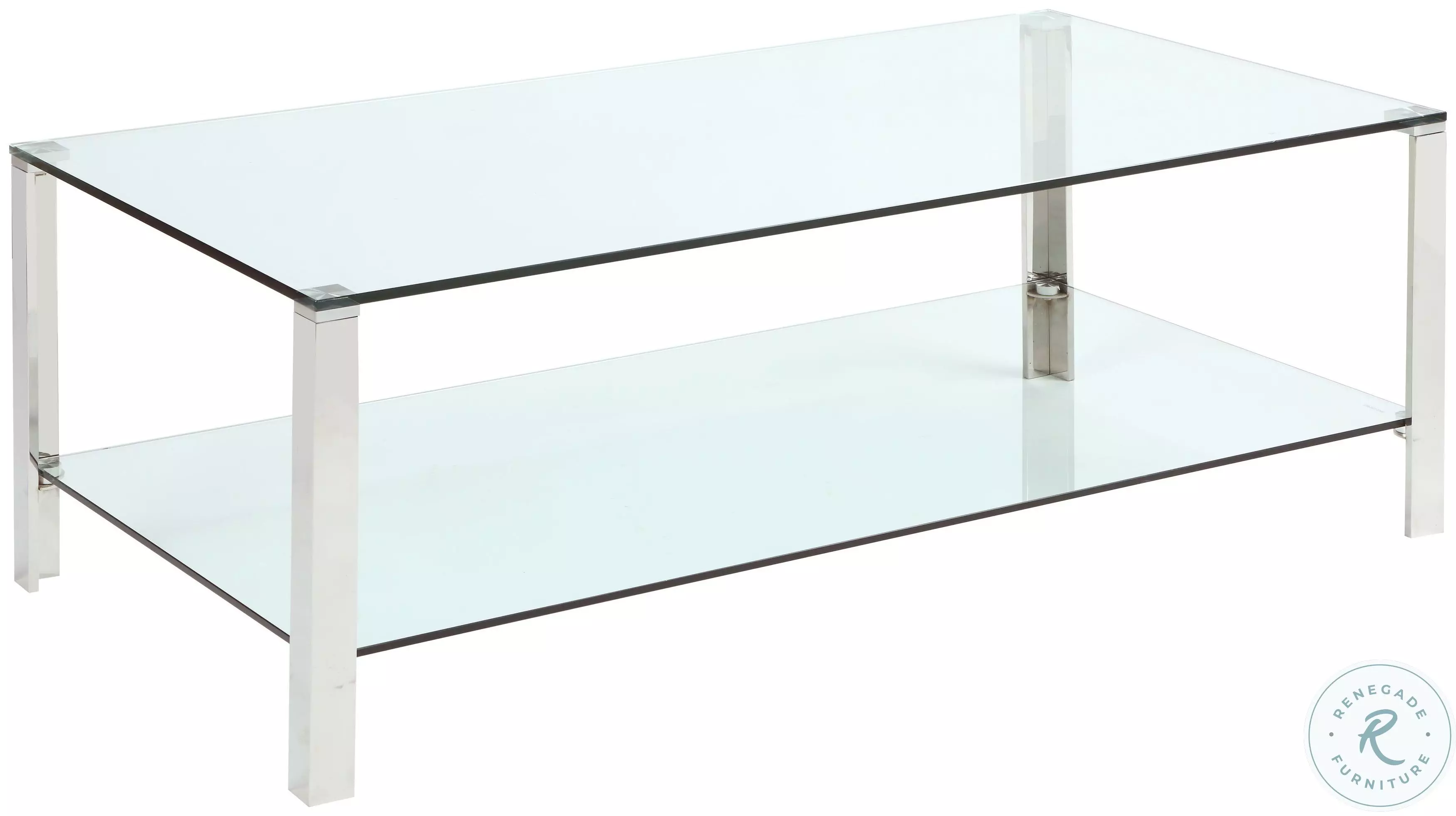 5080 Clear Glass And Polished Stainless Steel Cocktail Table From ...
