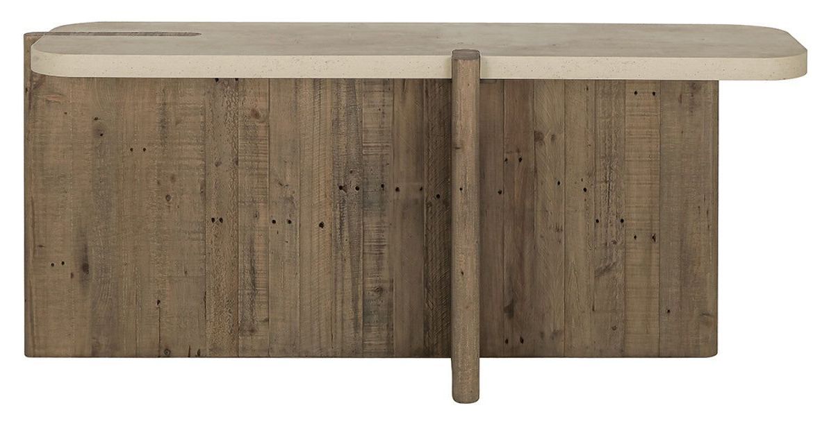 Dillon Natural and Antique White Rectangular Concrete Top Console Table ...