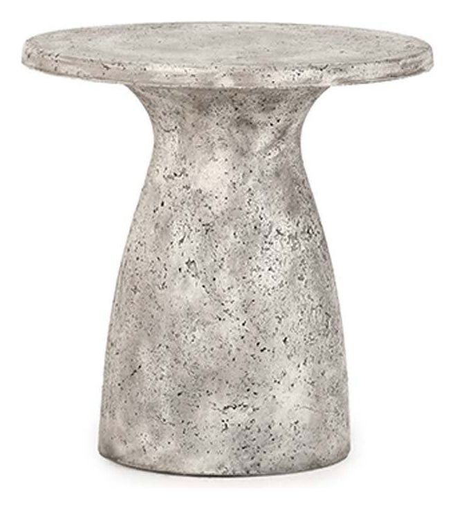 Collins Light Gray 16" Round Outdoor Concrete Top Accent Table From ...