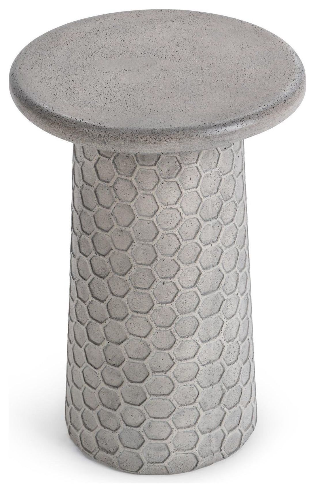 Delaine Light Gray 20" Round Outdoor Concrete Top Accent Table From ...