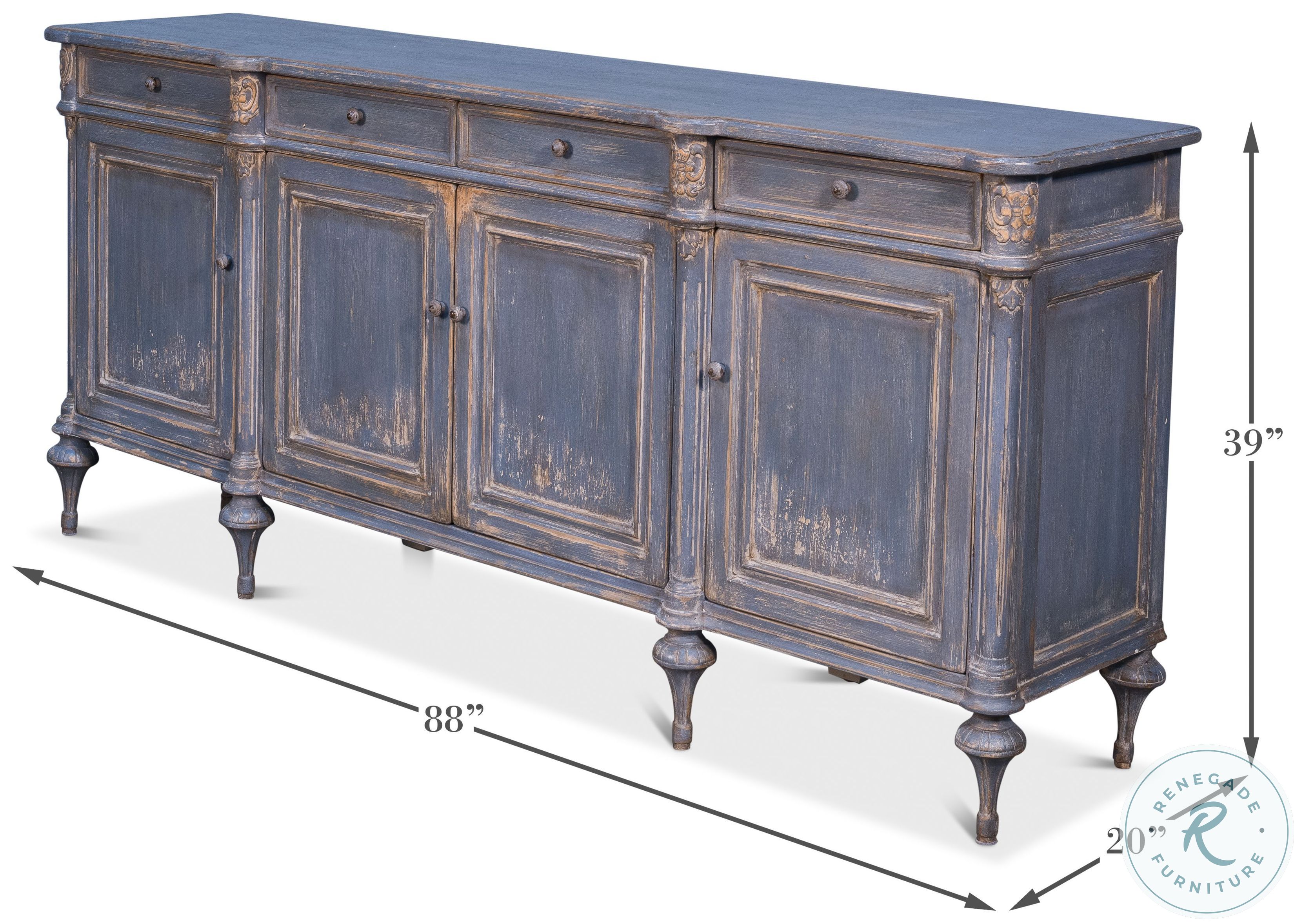 Lilac Blue High Feet Sideboard from Sarreid | Coleman Furniture