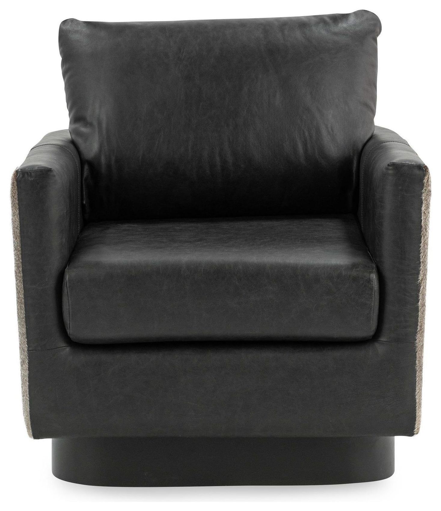 Lathe Rustic Shadow Leather Upholstered Swivel Accent Chair From ...