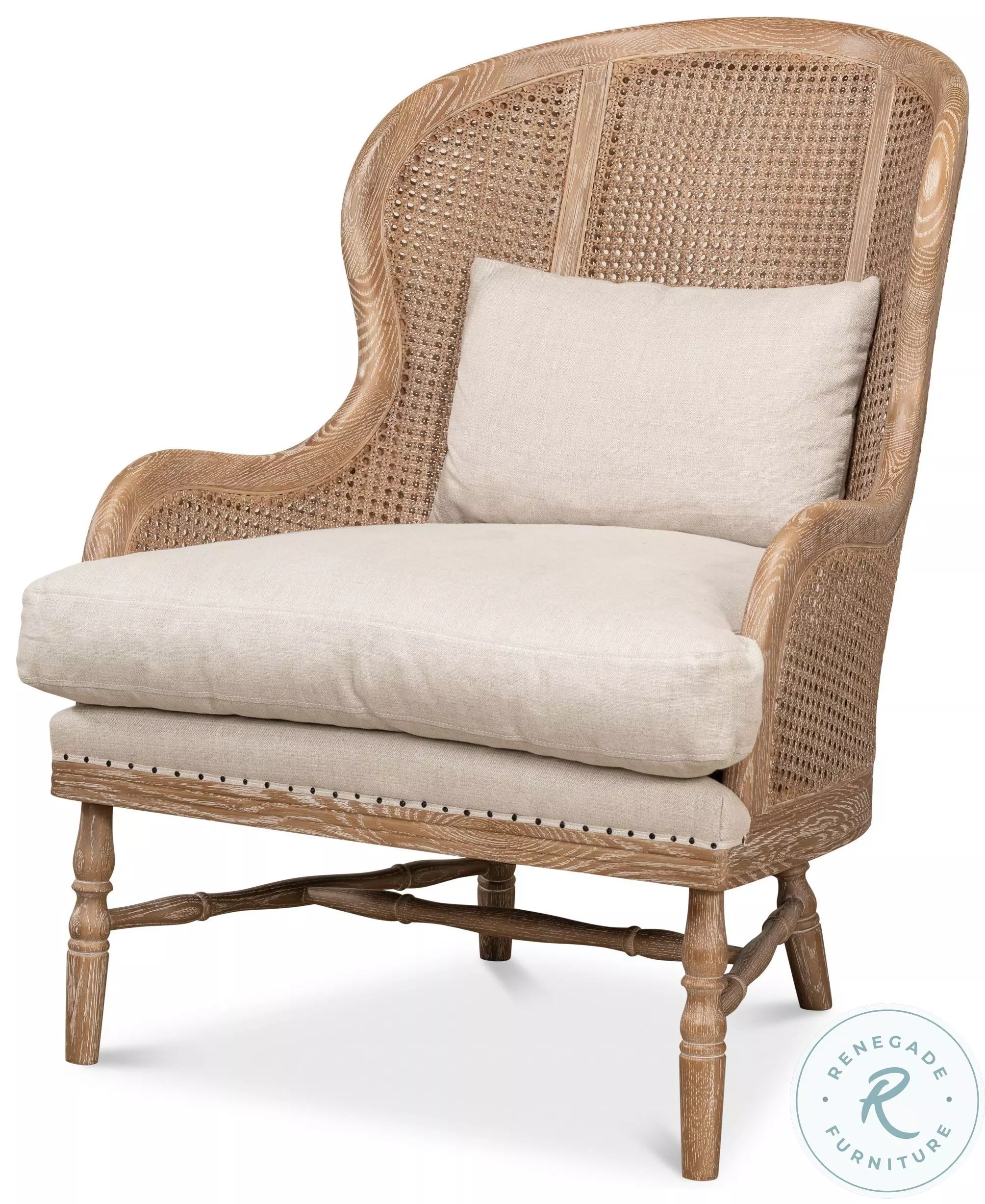 Randolph Natural Wingback Chair From Sarreid | Coleman Furniture