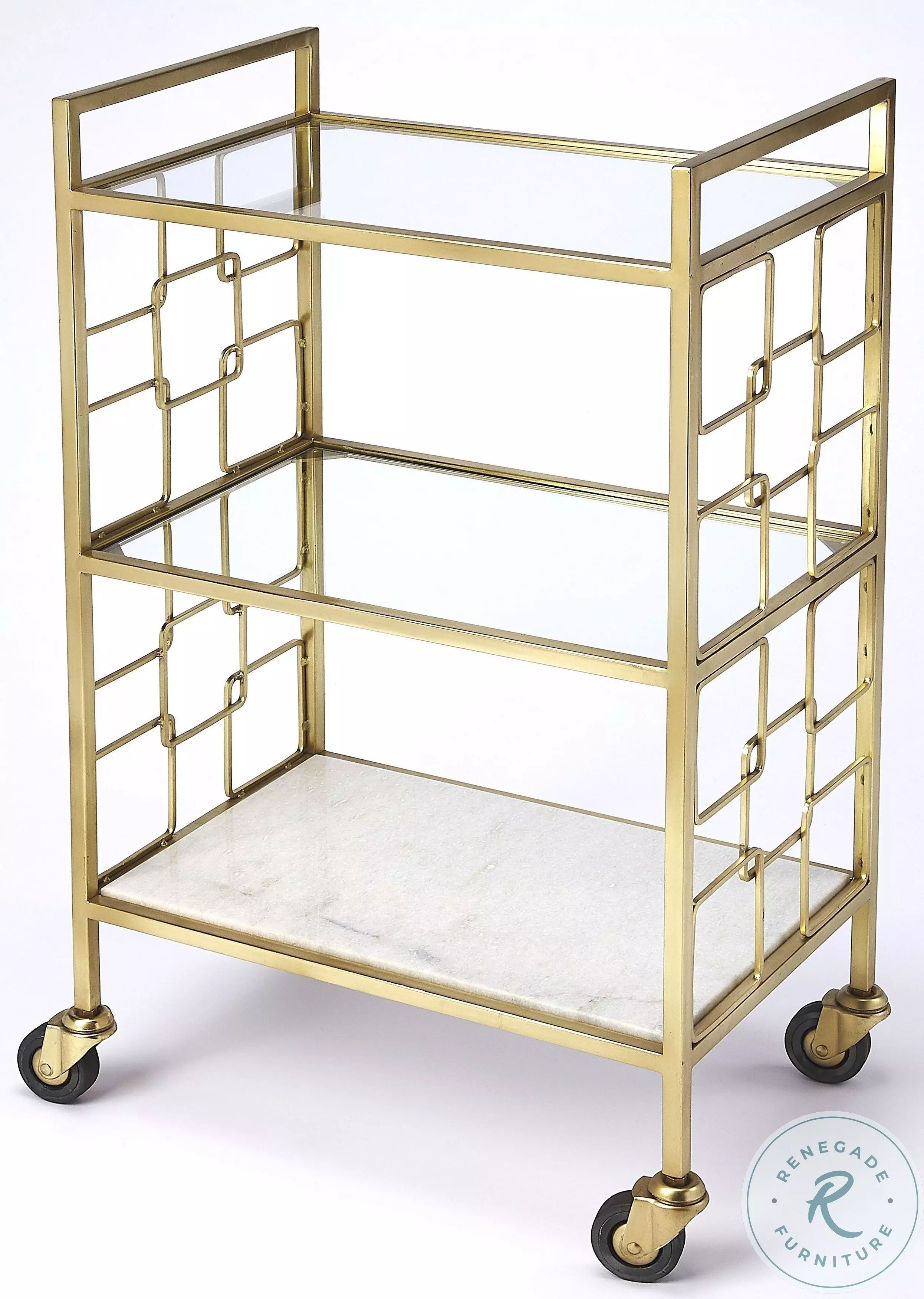 Arcadia Polished Gold Bar Cart from Butler | Coleman Furniture