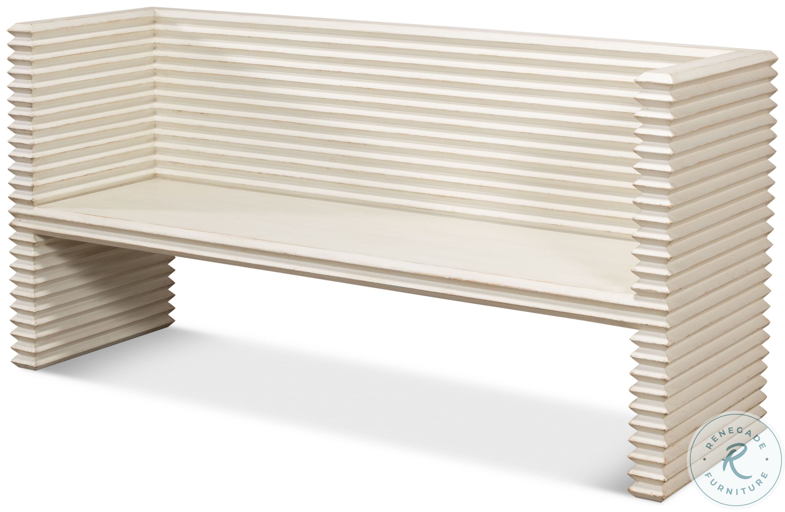 Stacked Antique White Bench From Sarreid | Home Gallery Stores