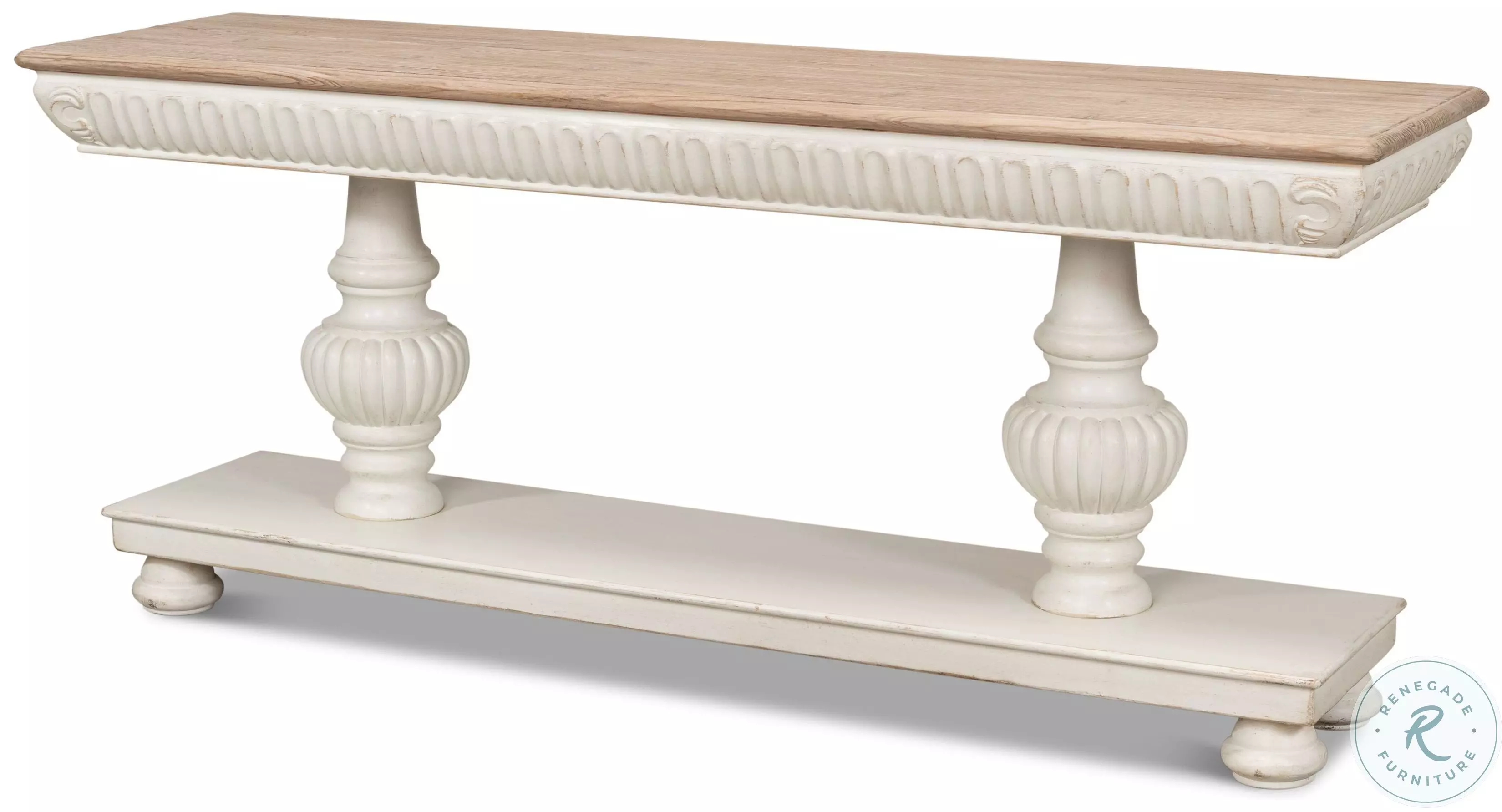 Hugo Antique White And Natural Console From Sarreid | Coleman Furniture
