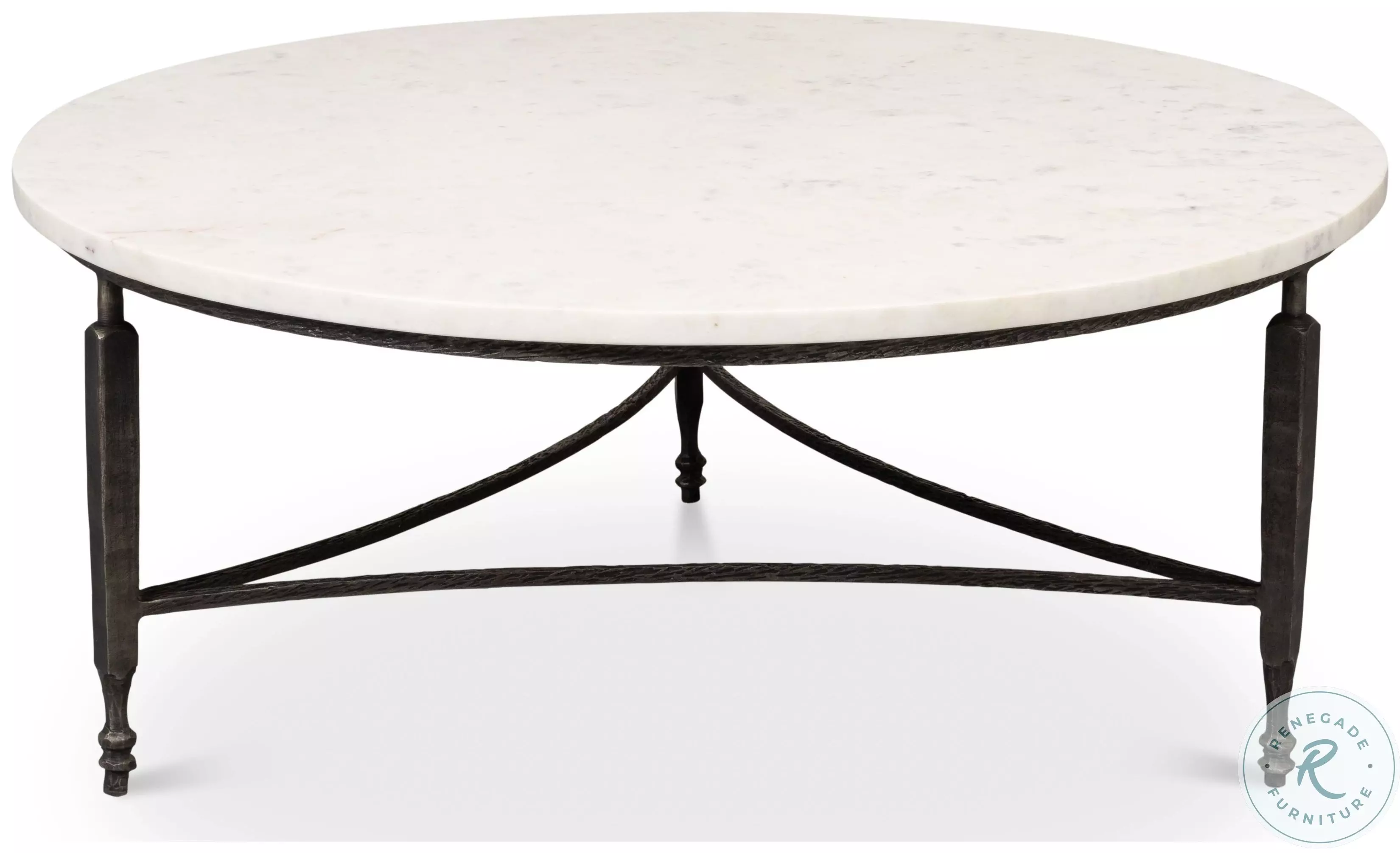 Mykos White Marble And Wrought Iron Round Coffee Table From Sarreid ...