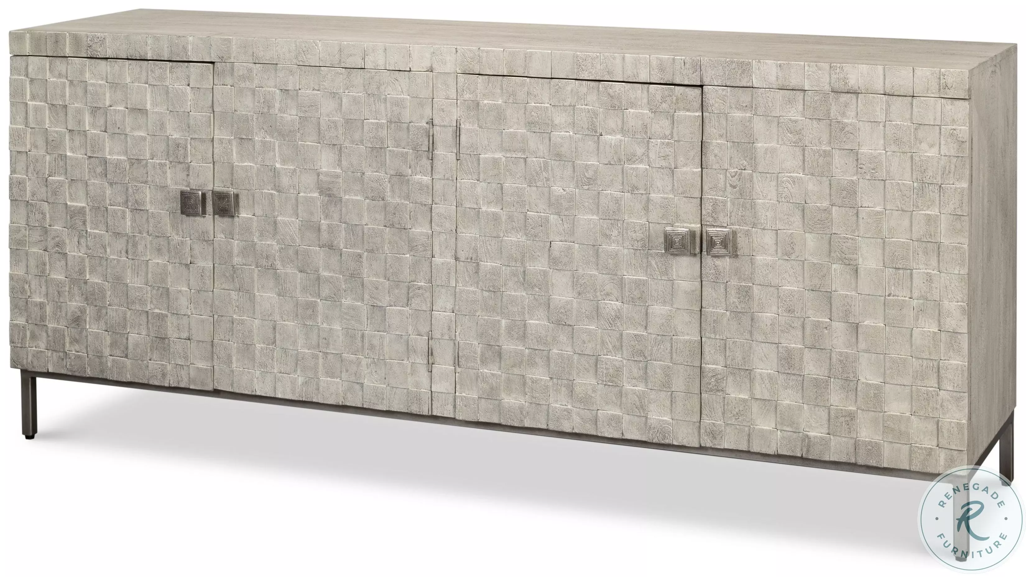 Cubist Grey 4 Door Sideboard From Sarreid | Coleman Furniture