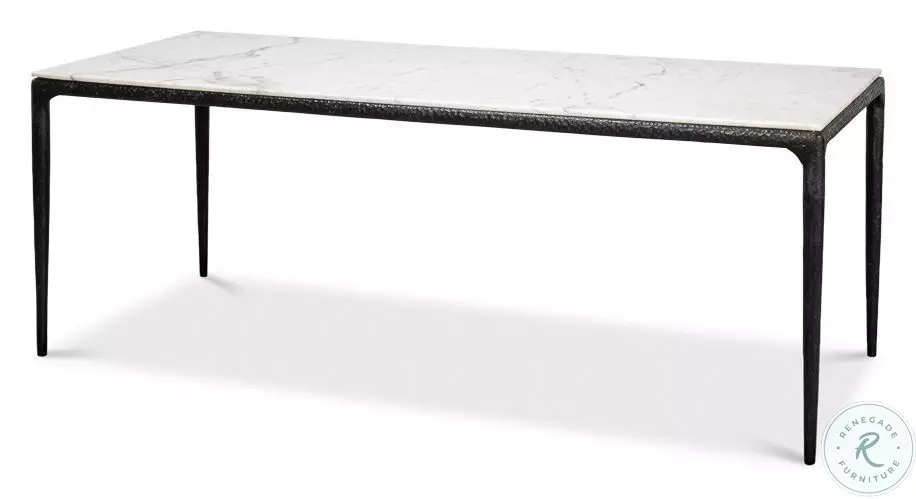 Dakor Distressed White Marble And Rustic Black Dining Table From ...