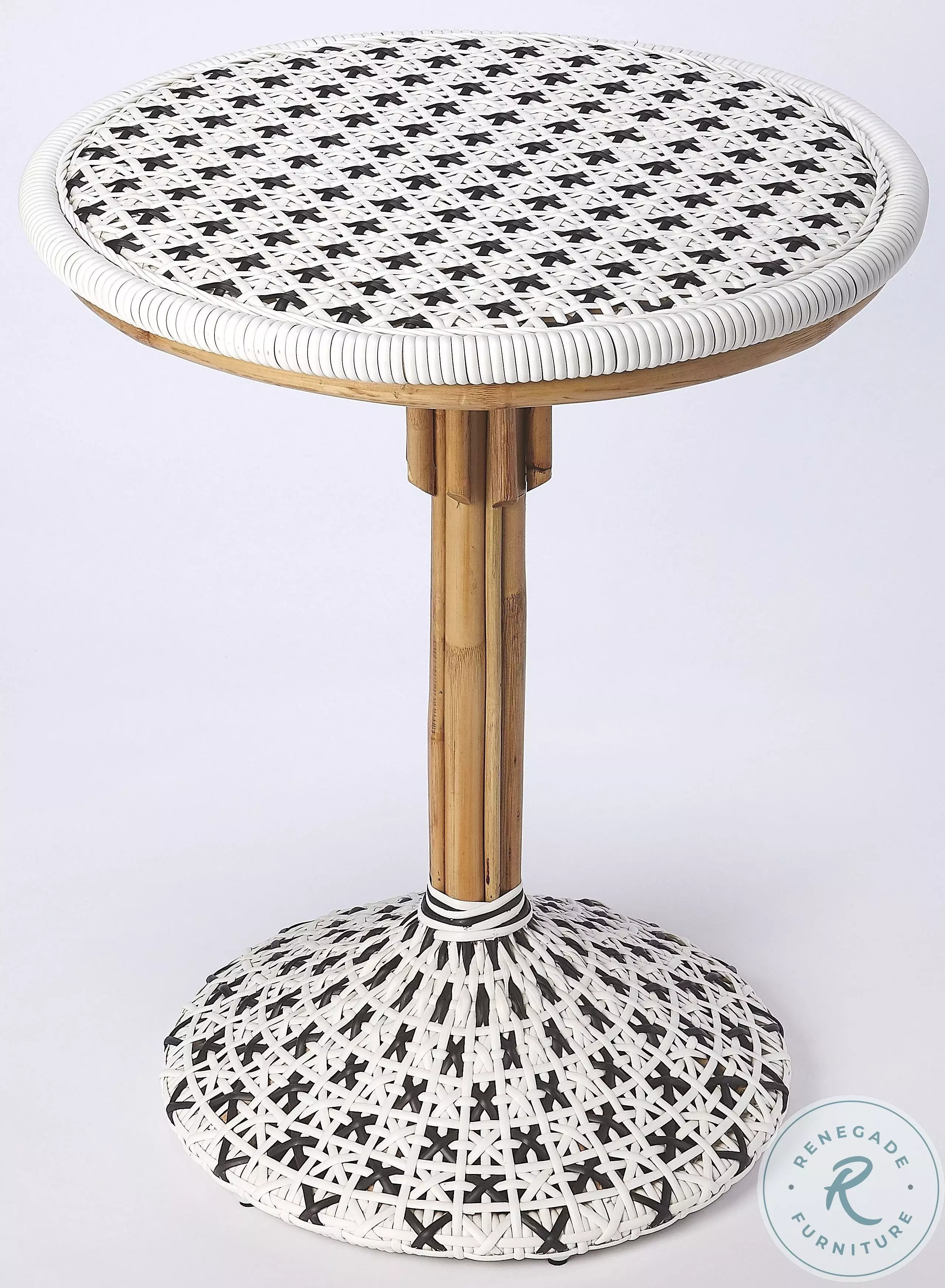 Tenor White and Black Rattan Bistro Table from Butler | Coleman Furniture