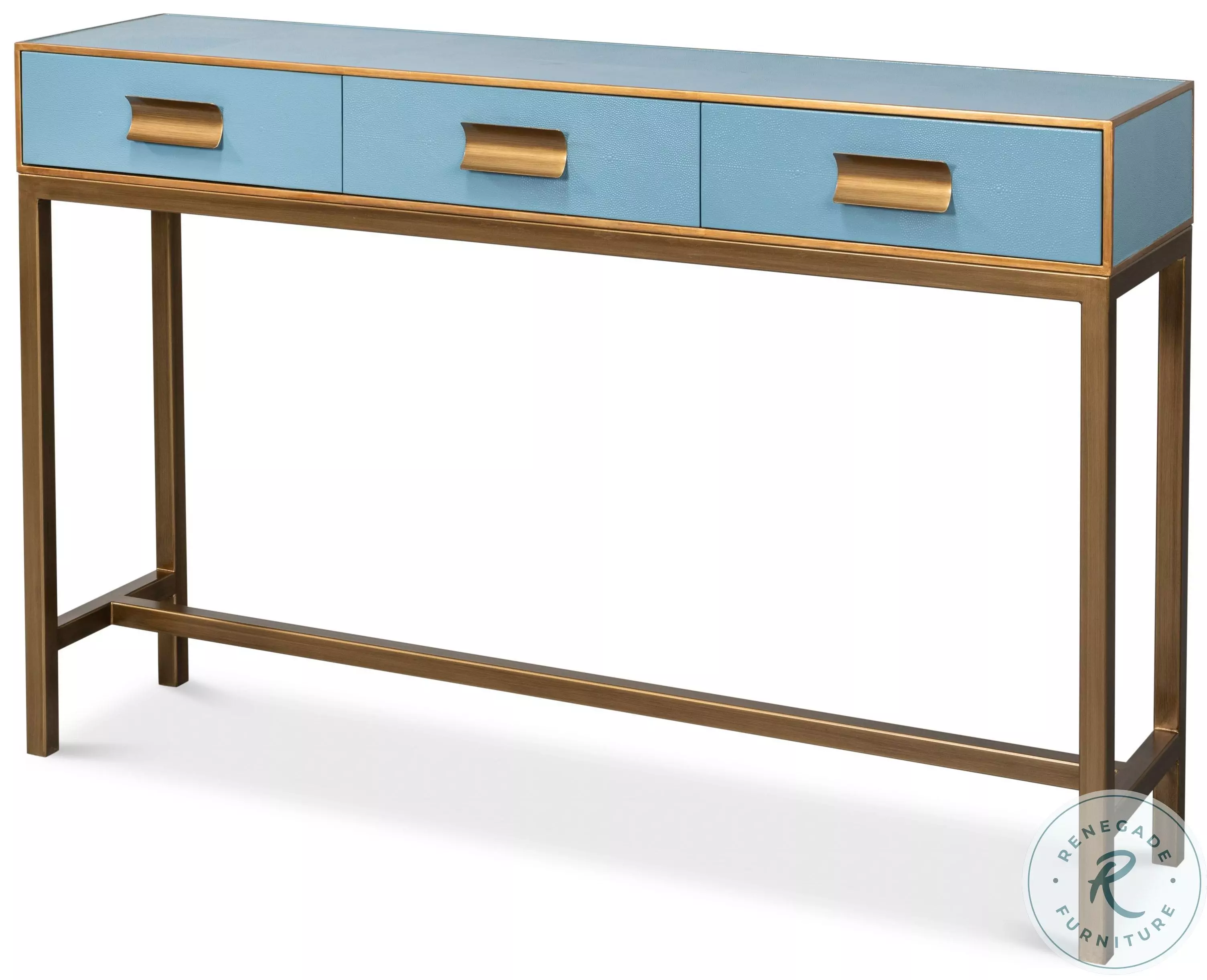 Gideon Chambray Blue And Gold Console From Sarreid | Coleman Furniture